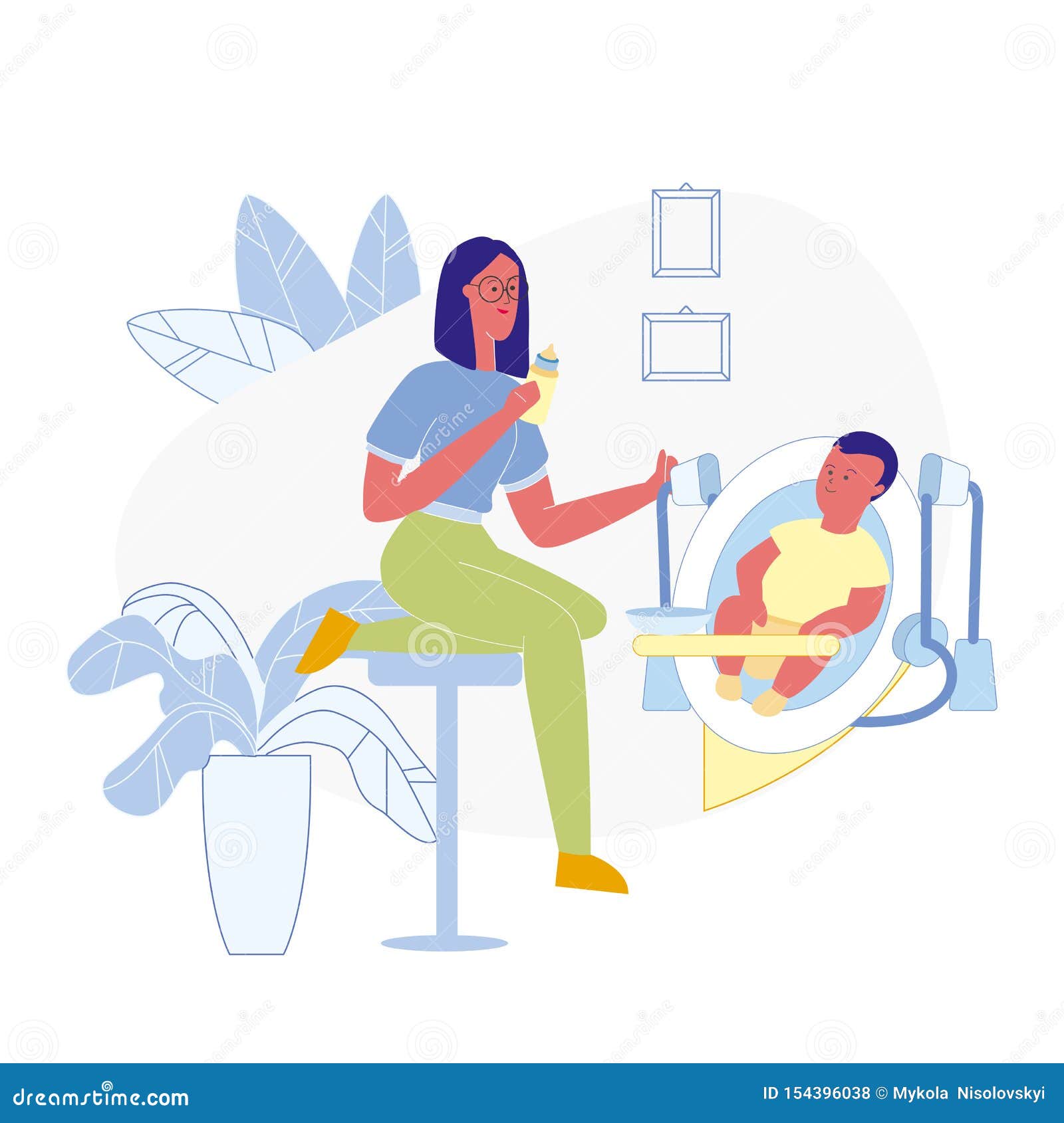 Toddler Feeding Process Flat Vector Illustration Stock Vector ... Toddler Feeding Process Flat Vector Illustration Stock Vector ...