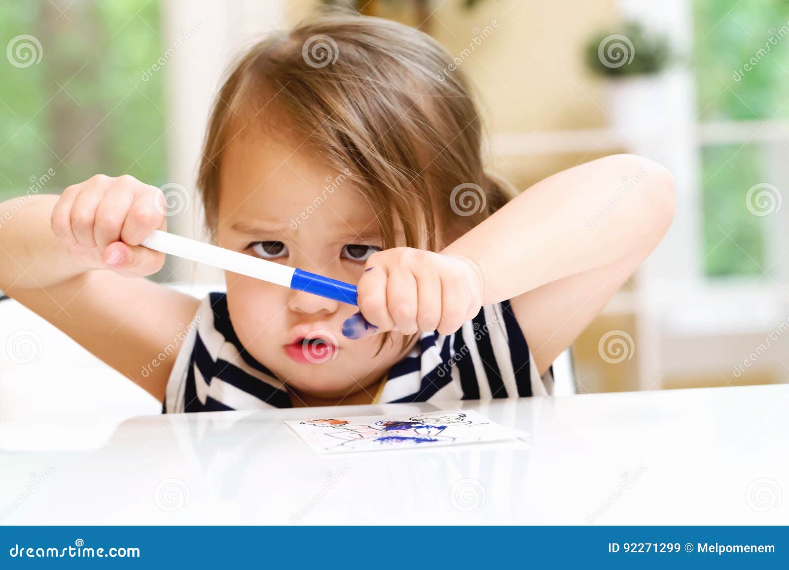 Toddler Girl Playing a Marker Stock Image - Image of coloring, toddler ...