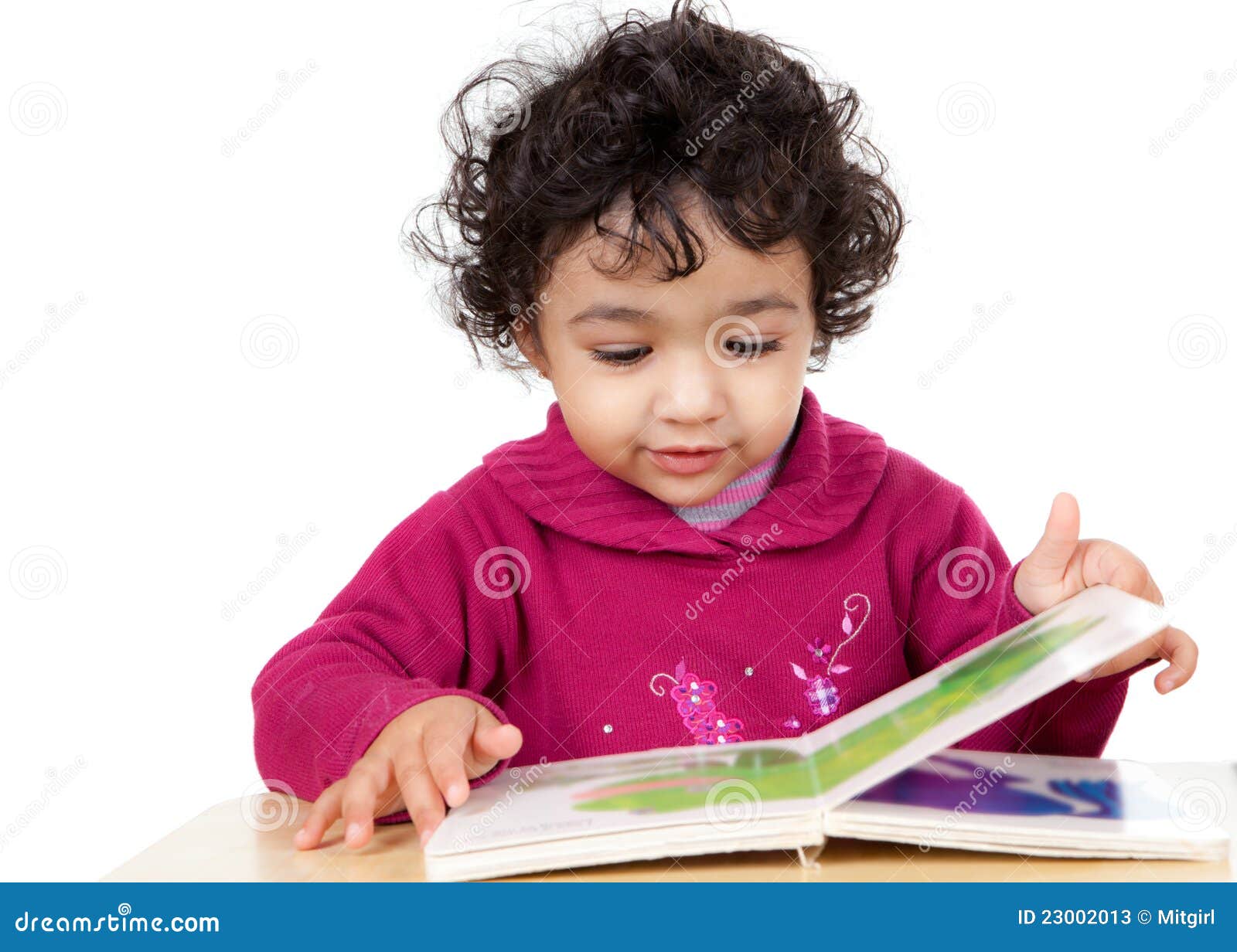 Toddler Girl Reading a Picture Book Stock Image - Image of ...
