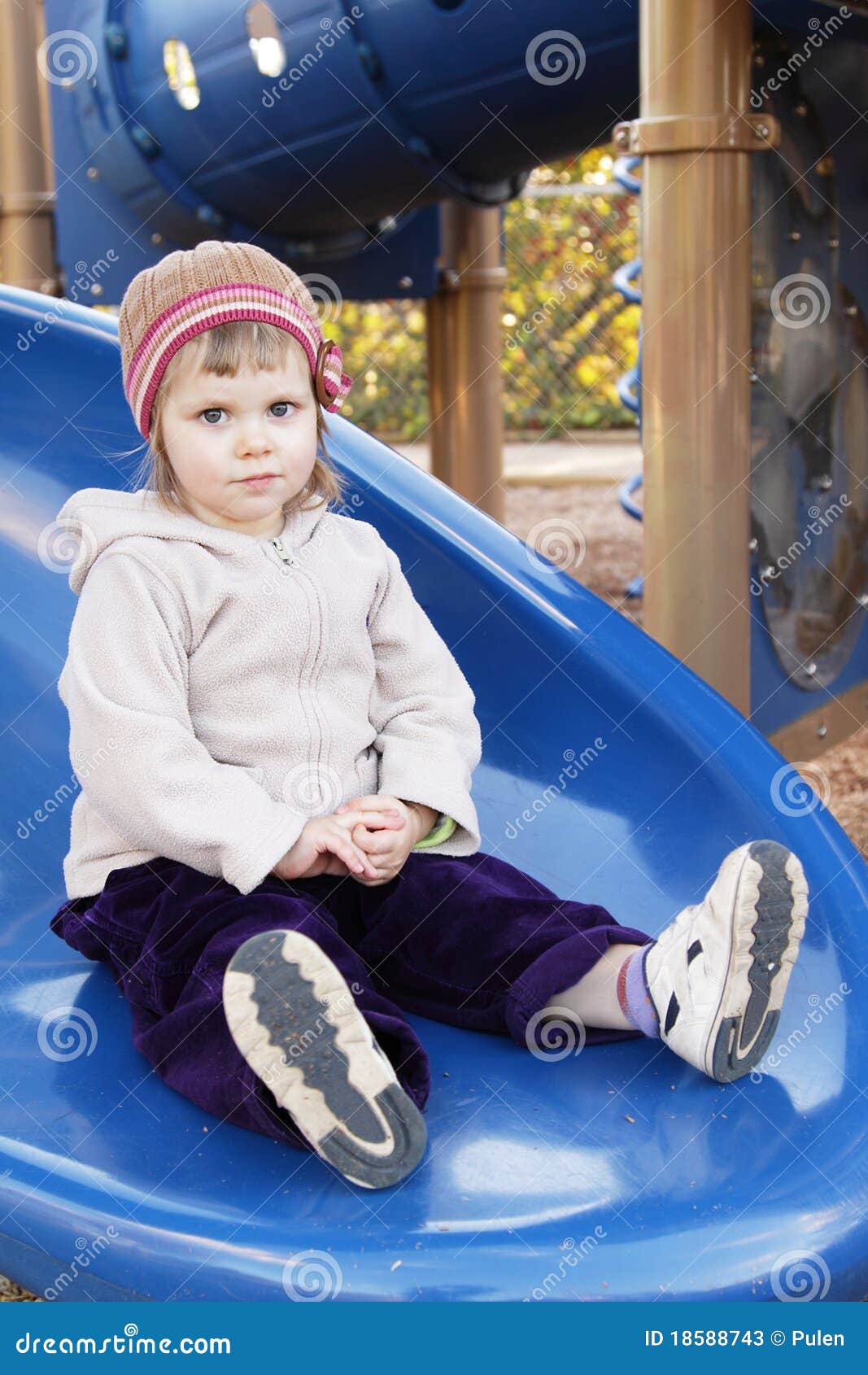 Toddler girl on slider stock image. Image of enjoyment - 18588743