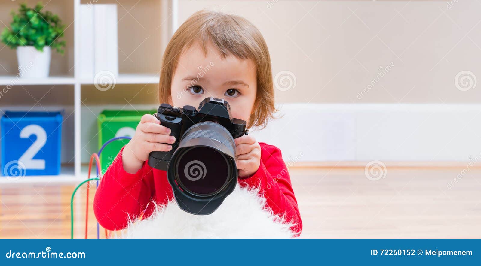 Toddler Girl Using Playing with a Camera Stock Photo - Image of race ...
