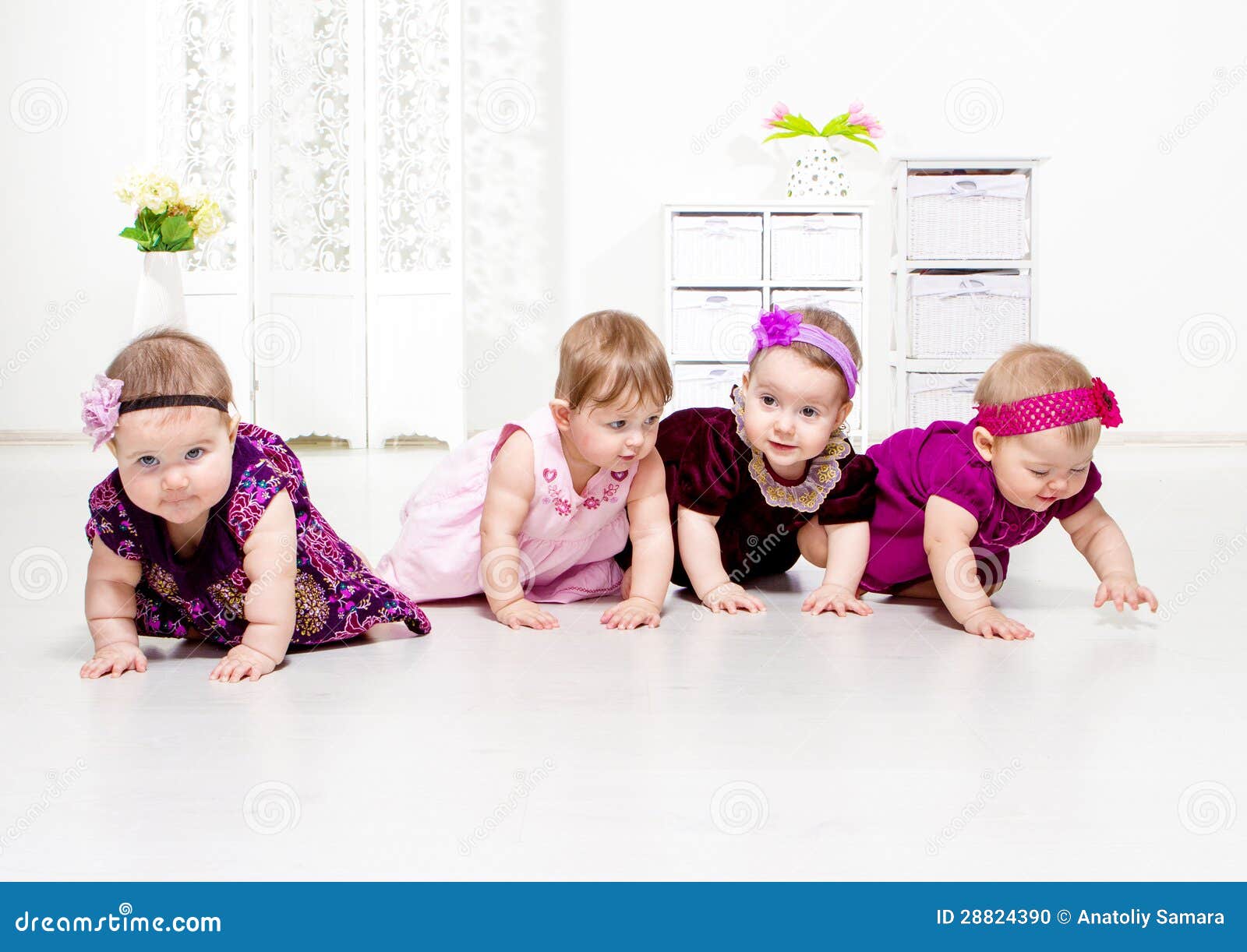 Toddler girls crawling stock photo. Image of cheerful - 28824390