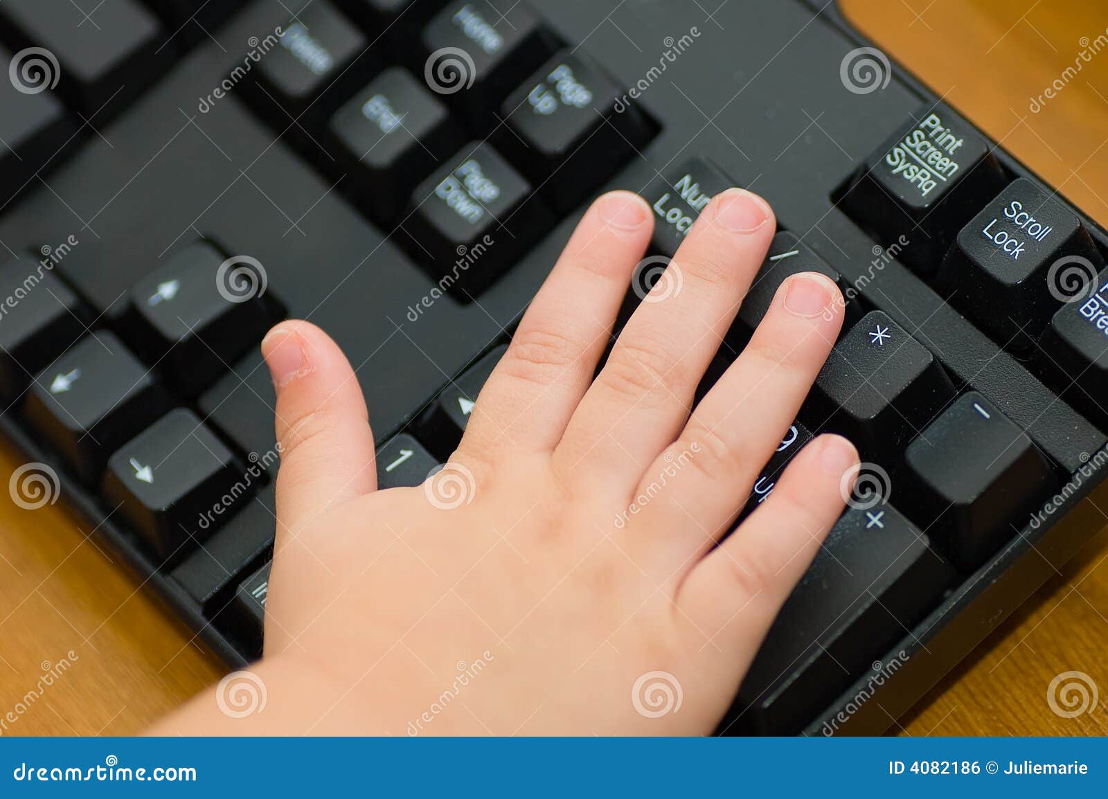 Toddler Hand on Keyboard stock photo. Image of hand, baby - 4082186