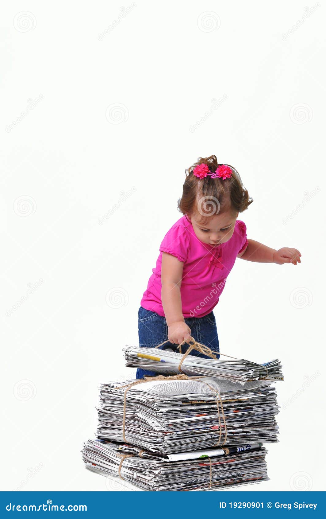 Toddler Holding a Stack of Paper Ready for Recycli Stock Image - Image ...