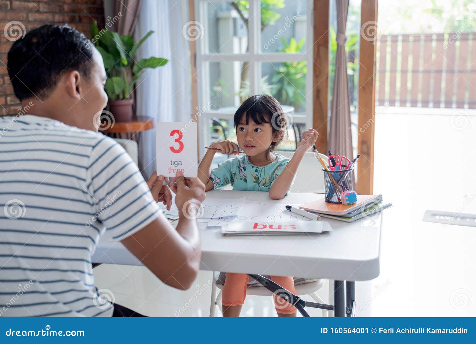 Toddler Learning Simple Math Using Flash Card at Home Stock Image ...