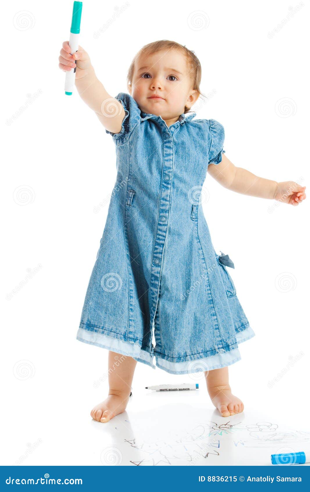 Toddler with marker stock image. Image of hold, draw, give - 8836215