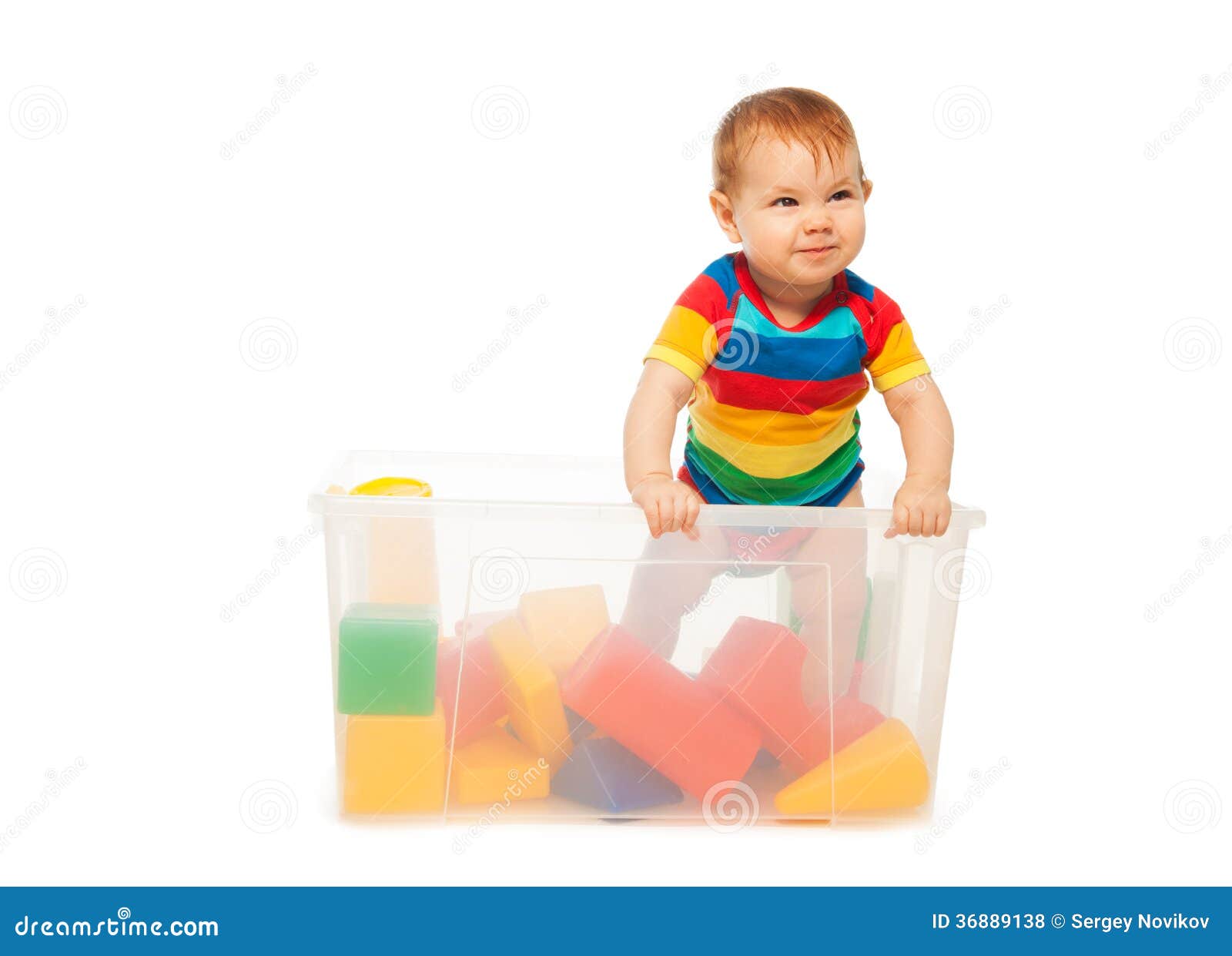 Toddler Play in Basket with Blocks Stock Photo - Image of color, game ...