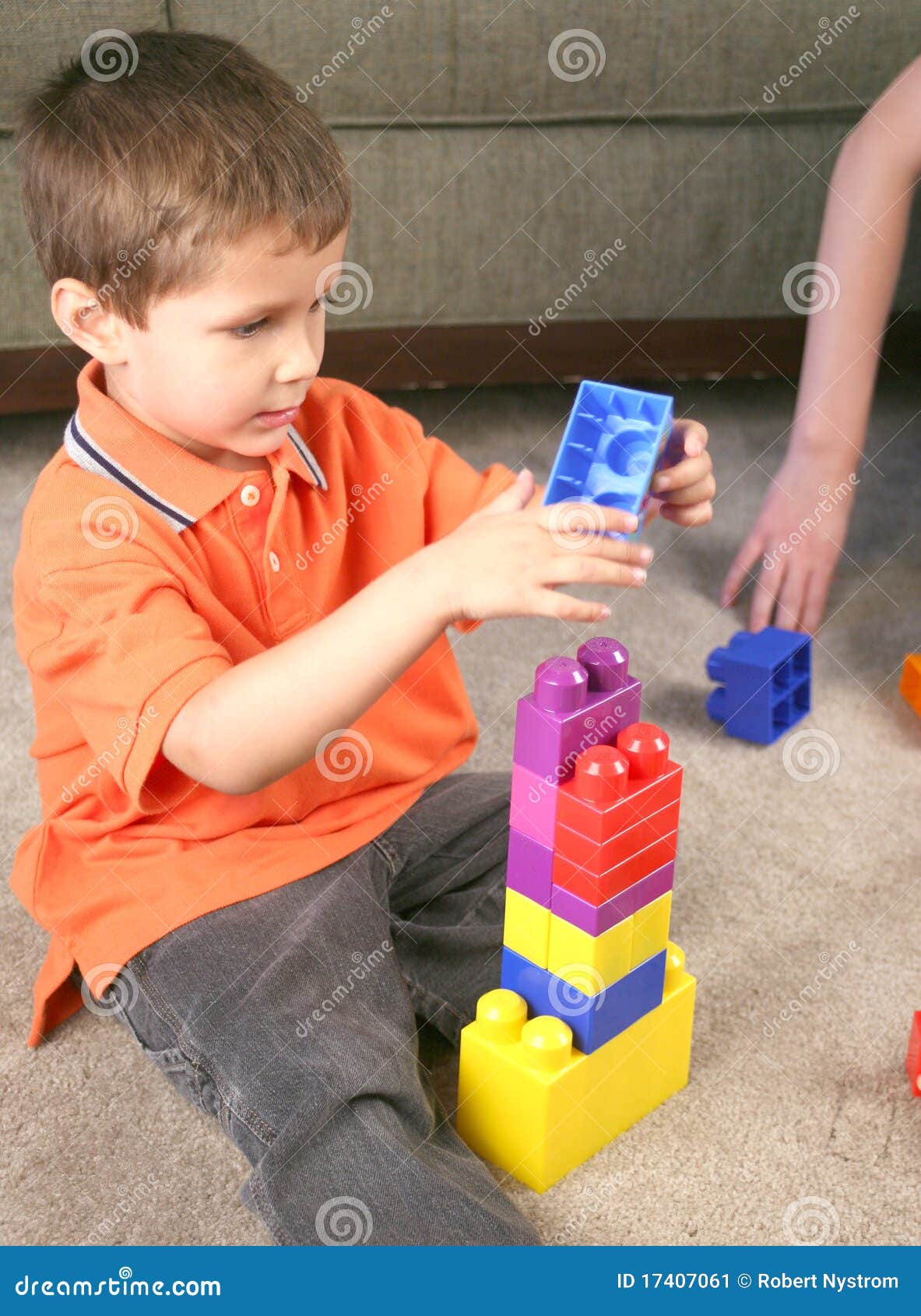 Toddler Playing with Blocks Stock Image - Image of little, cheerful ...