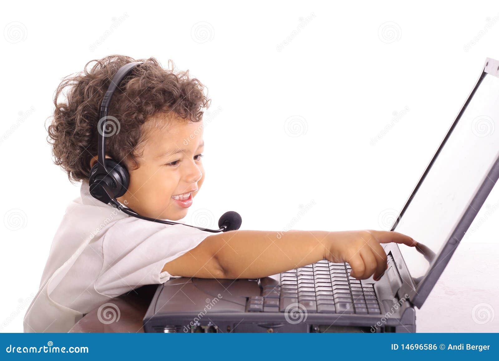 Toddler Pointing a Computer Stock Photo - Image of beautiful, child ...
