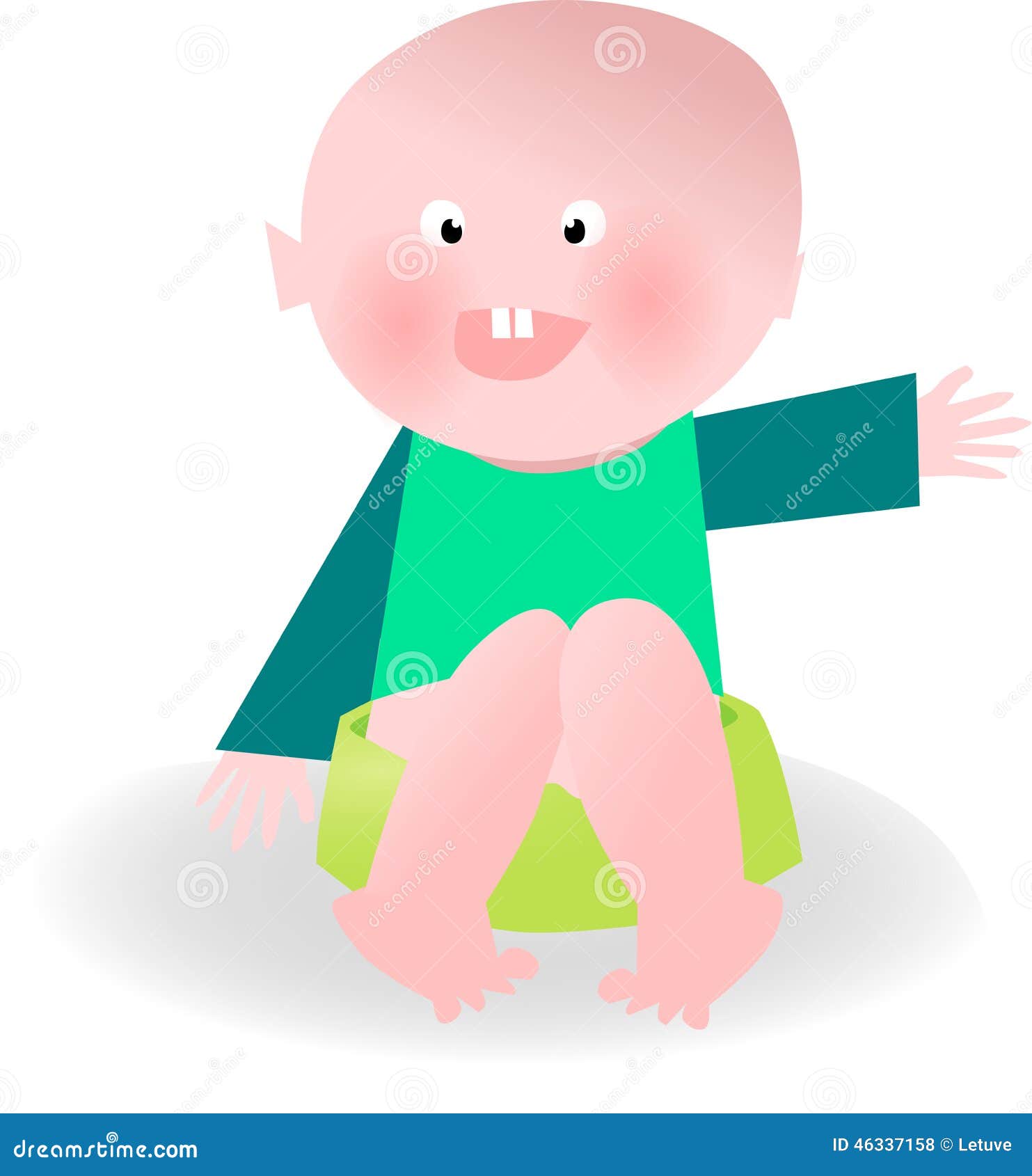 Potty Time Vector Poster, Cartoon Cute Capricious Baby Boy Sitting On ...