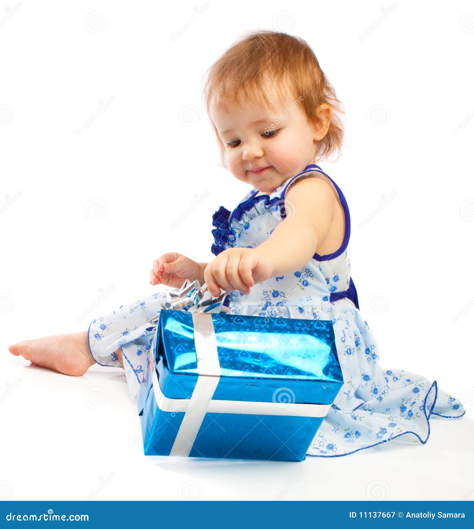 Toddler with present stock image. Image of caucasian - 11137667