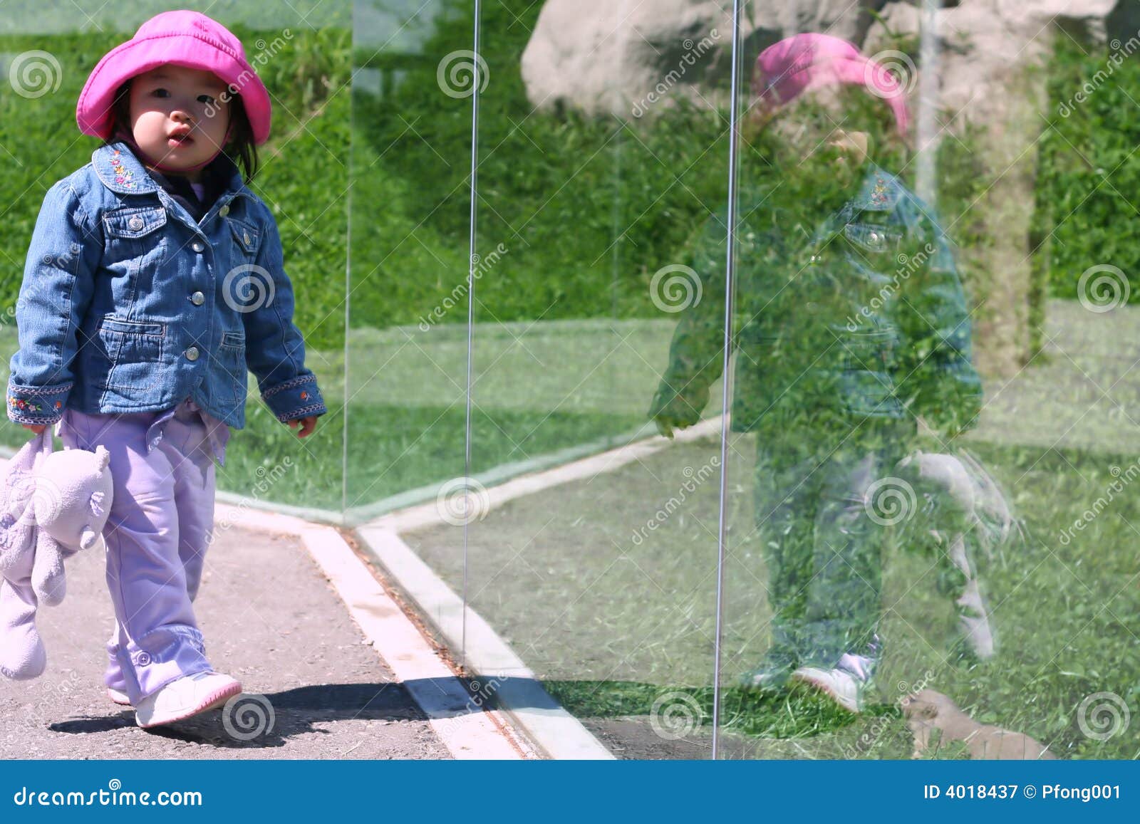 Toddler Reflection stock image. Image of spring, glass - 4018437