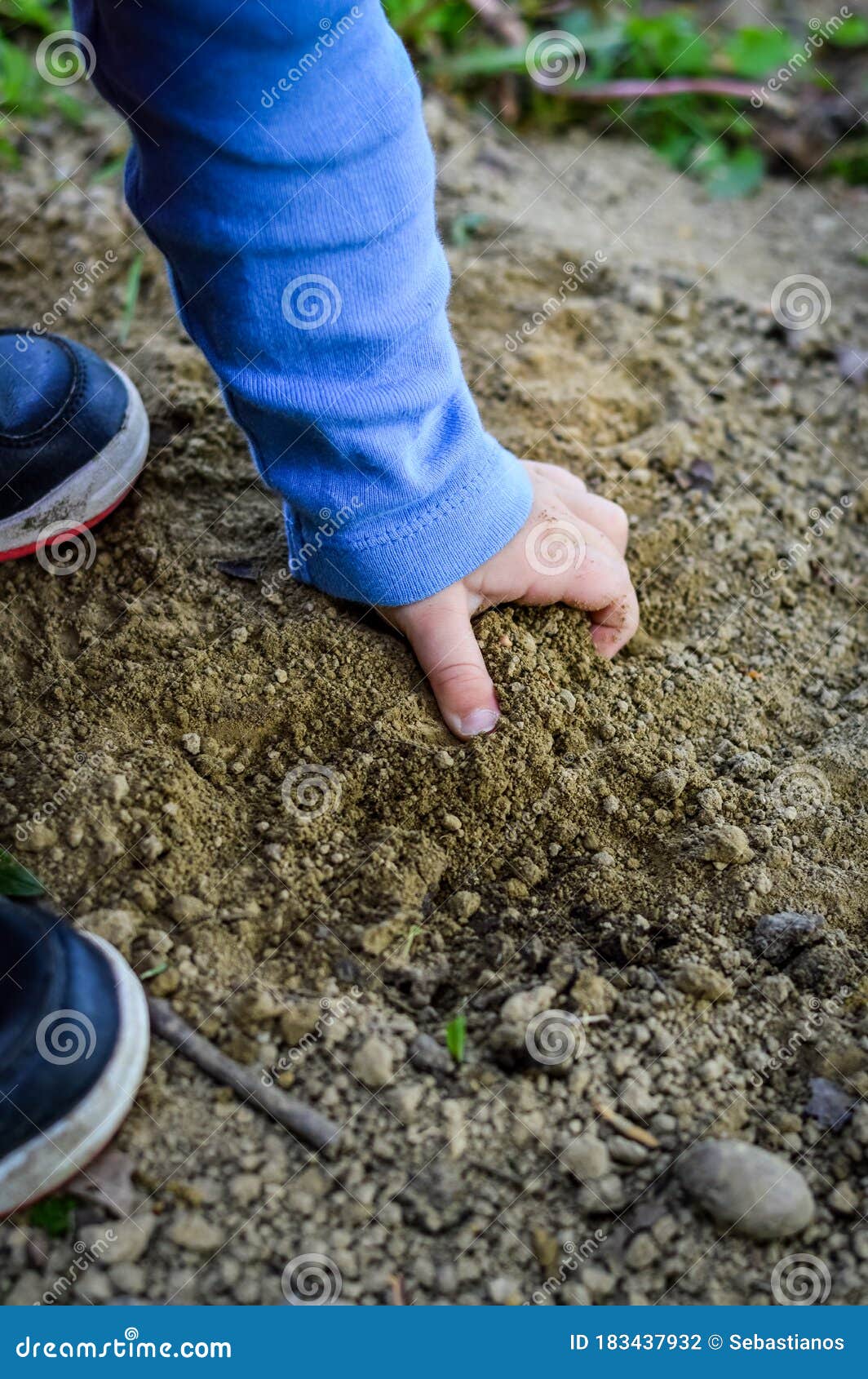Toddler`s Hand Digging the Ground Stock Photo - Image of barefoot ...