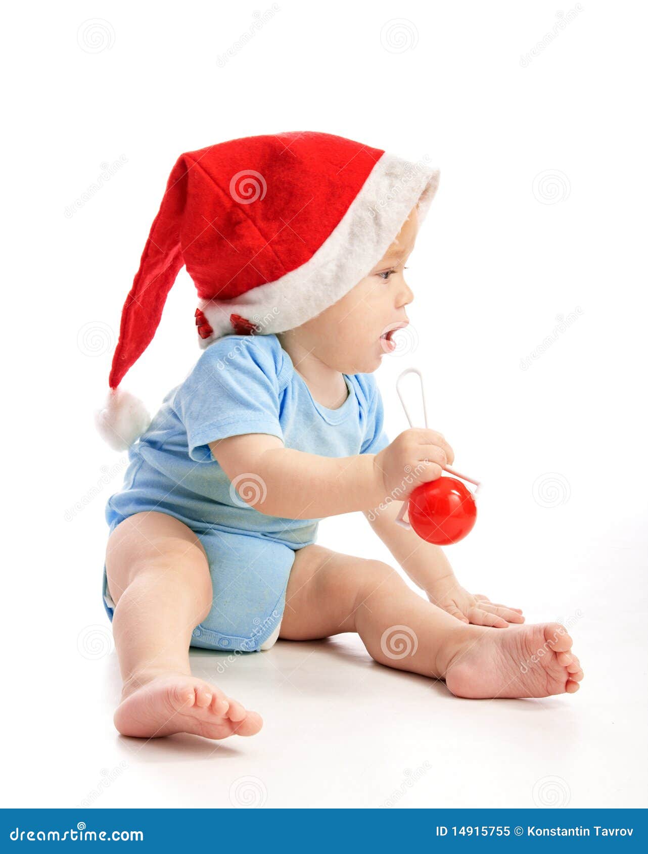 Toddler with Santa s hat stock image. Image of person - 14915755