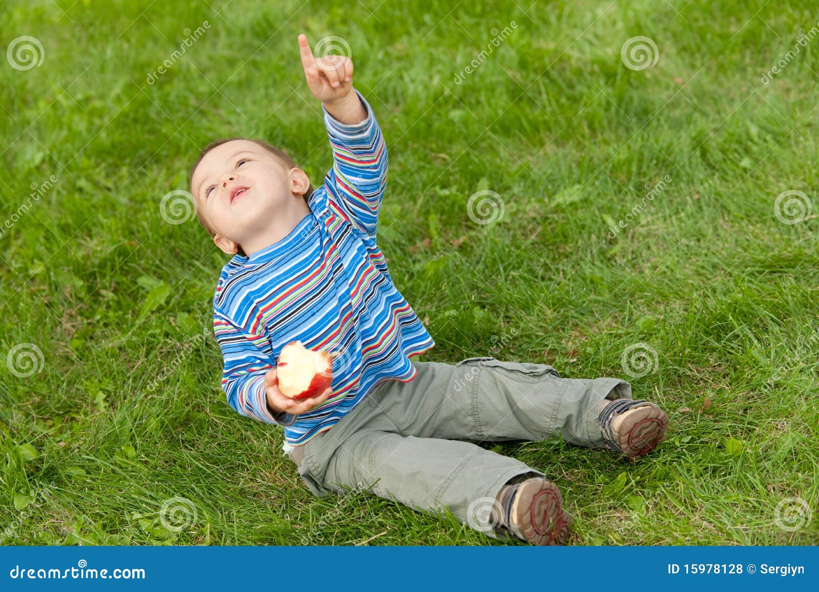 Toddler Showing the Plain in the Sky Stock Photo - Image of caucasian ...
