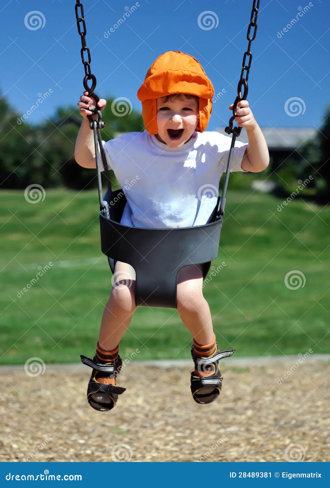 Toddler on Swing stock image. Image of spring, sunscreen - 28489381