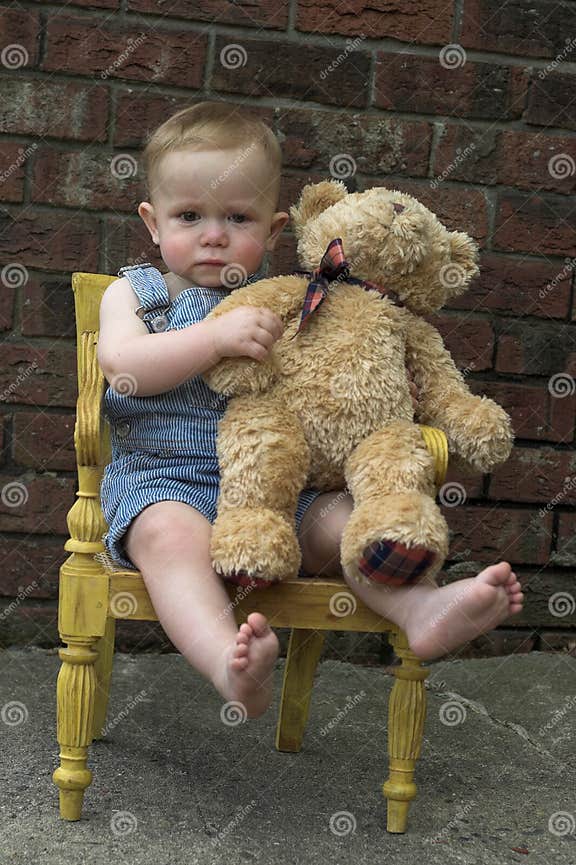Toddler and Teddy stock image. Image of cheeks, eyes, bare - 2449167