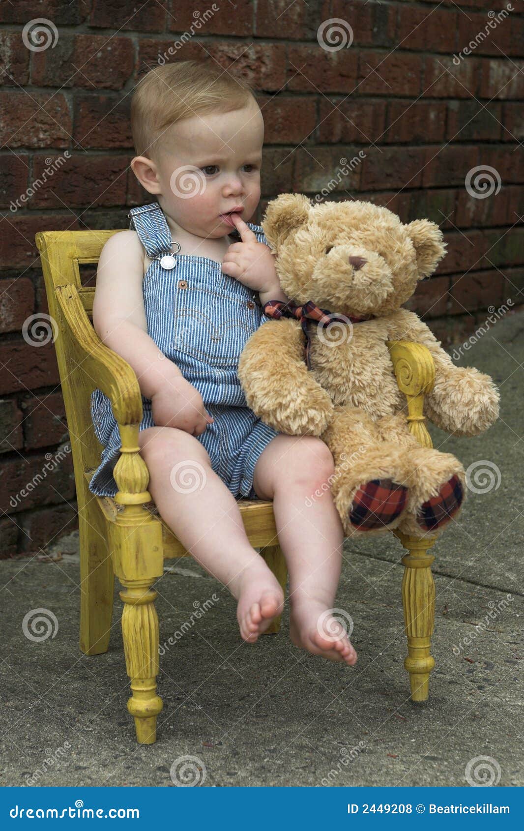 Toddler and Teddy stock photo. Image of beautiful, chair - 2449208