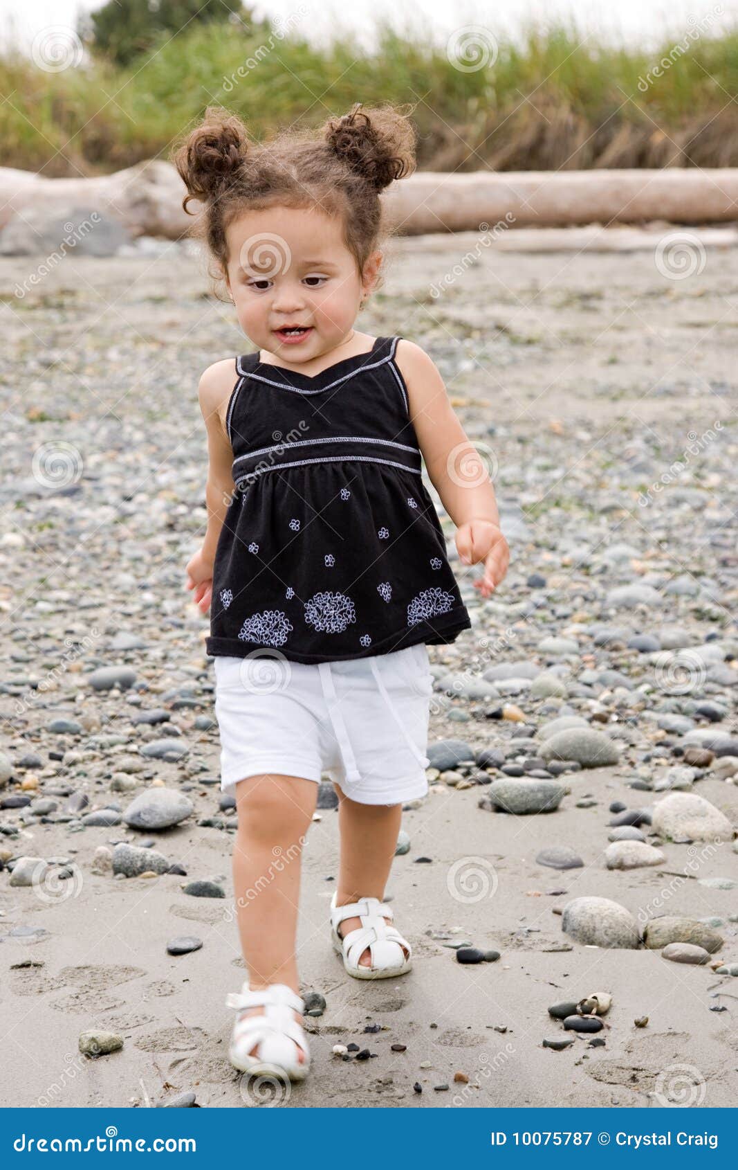 Toddler Toddling on the Beach Stock Image - Image of toddler, curly ...