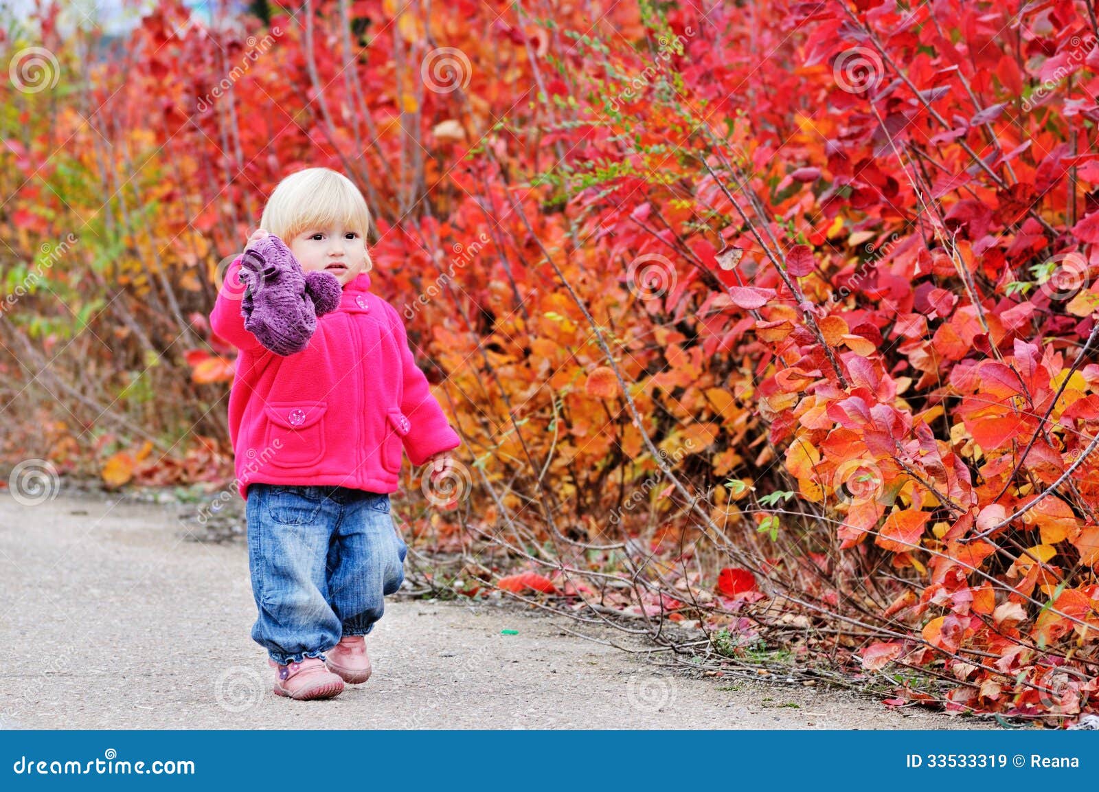 Toddler walk along bushes stock image. Image of natural - 33533319