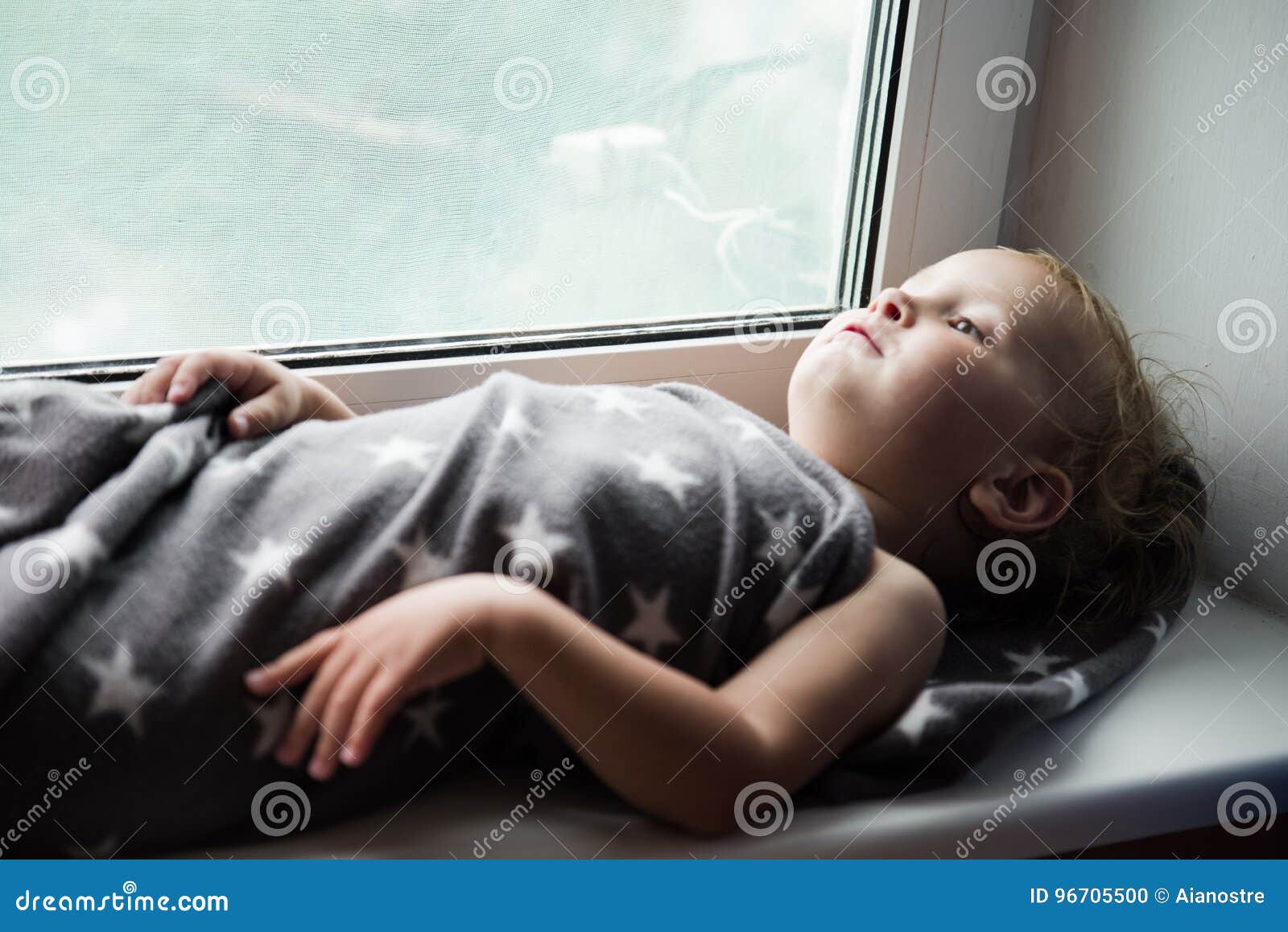 The Toddler on a Windowsill Stock Photo - Image of baby, house: 96705500