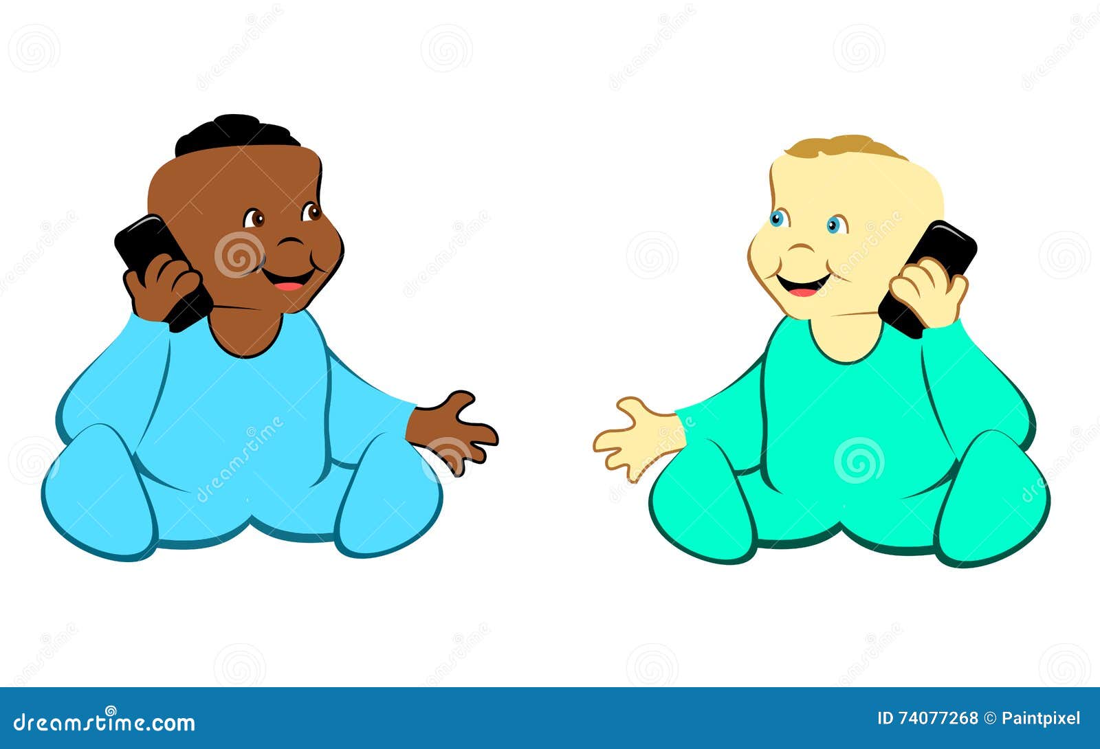 Toddlers with Cell Phone stock vector. Illustration of toddler - 74077268