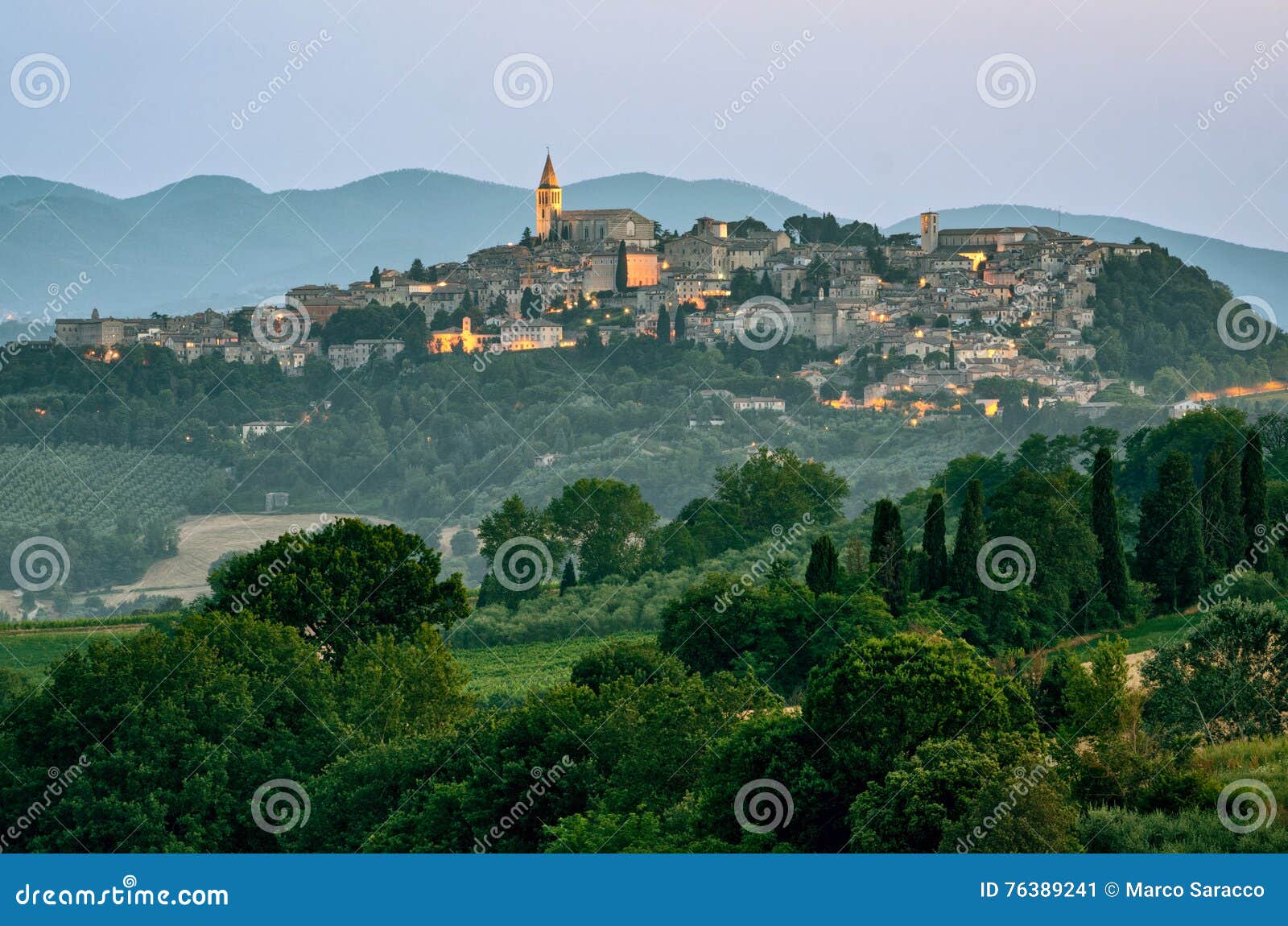 Todi (Umbria Italy) stock image. Image of scenic, twilight - 76389241