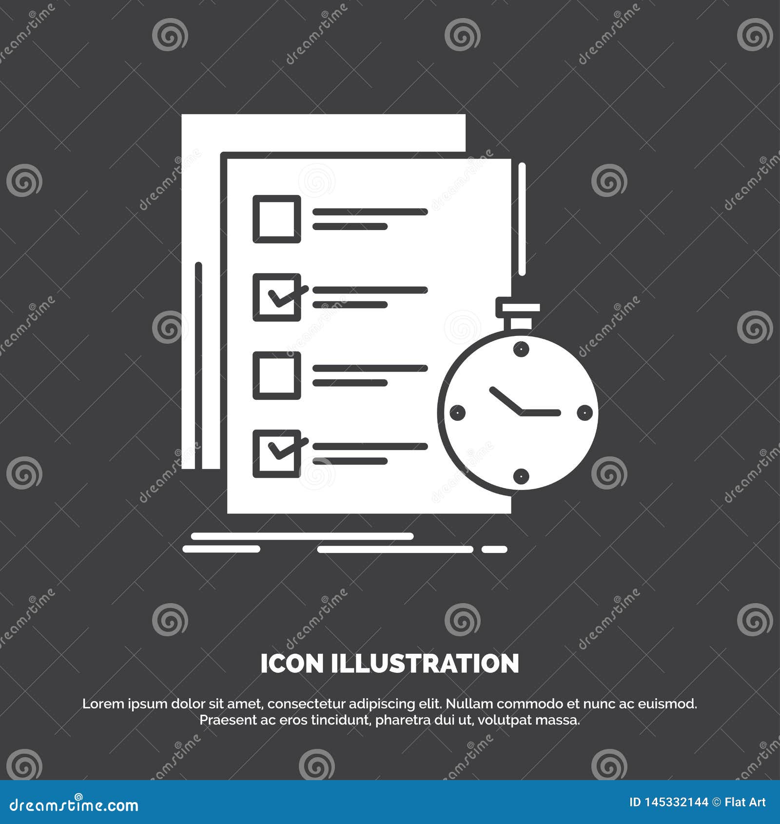Todo, Task, List, Check, Time Icon. Glyph Vector Symbol for UI and UX, Website or Mobile ...