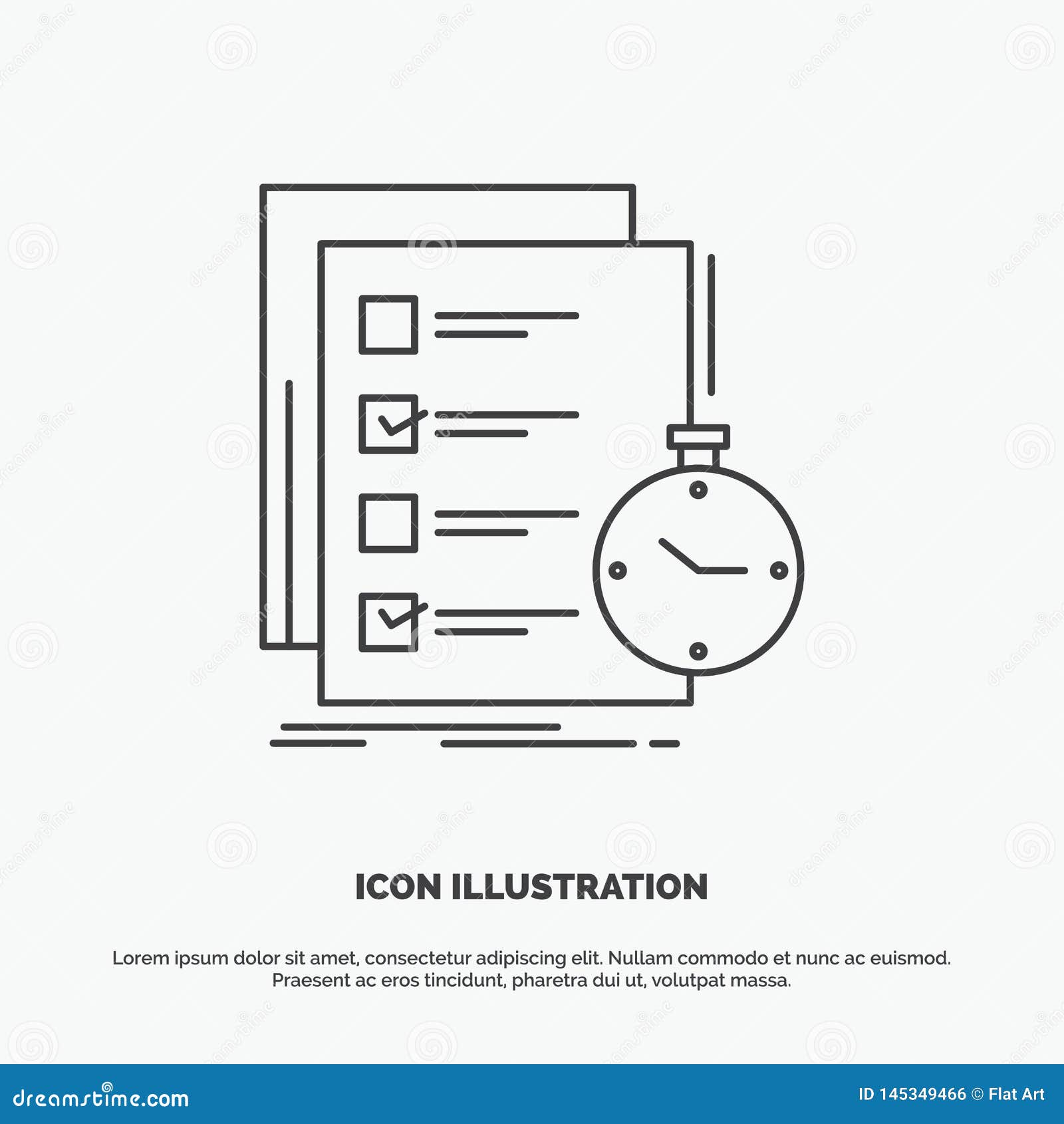 Todo, Task, List, Check, Time Icon. Line Vector Gray Symbol for UI and UX, Website or Mobile ...