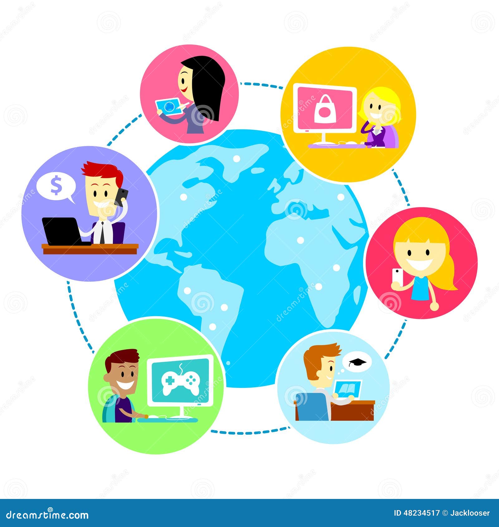 Todos No Mundo Usando O Internet Ilustração do Vetor - Ilustração de ...