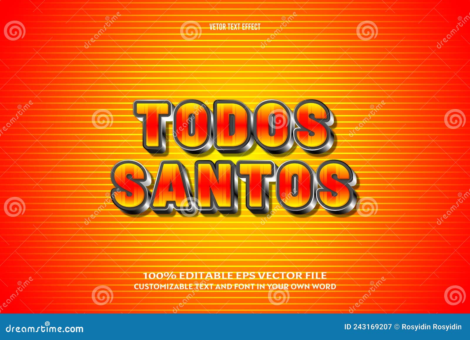 Todos Santos Editable Text Effect 3 Dimension Emboss Comic Style Stock ...