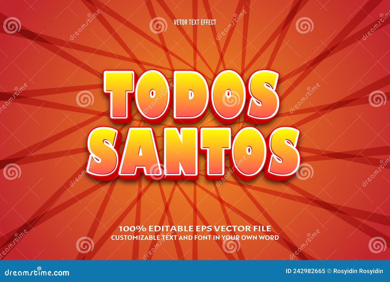 Todos Santos Editable Text Effect 3 Dimension Emboss Comic Style Stock ...