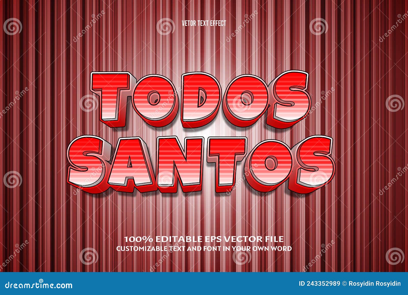 Todos Santos Editable Text Effect 3 Dimension Emboss Comic Style Stock ...