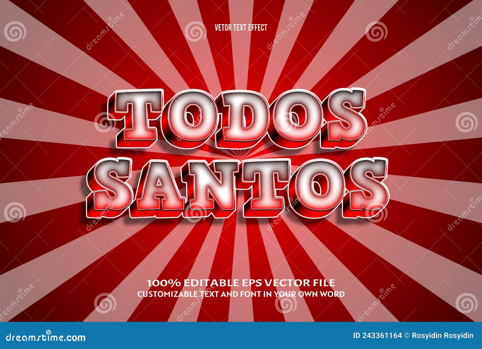 Todos Santos Editable Text Effect 3 Dimension Emboss Comic Style Stock ...
