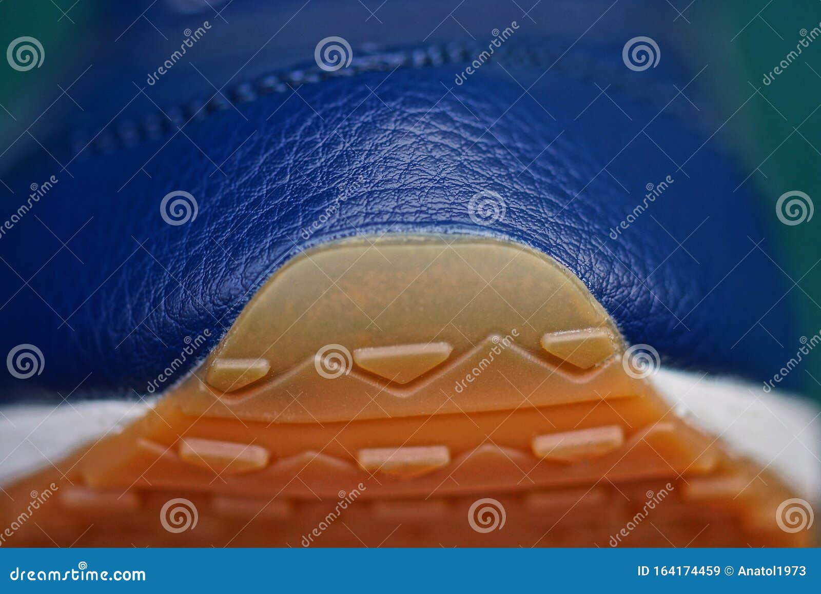 Toe on the Sole of a Blue Leather Sneaker Stock Image - Image of macro ...