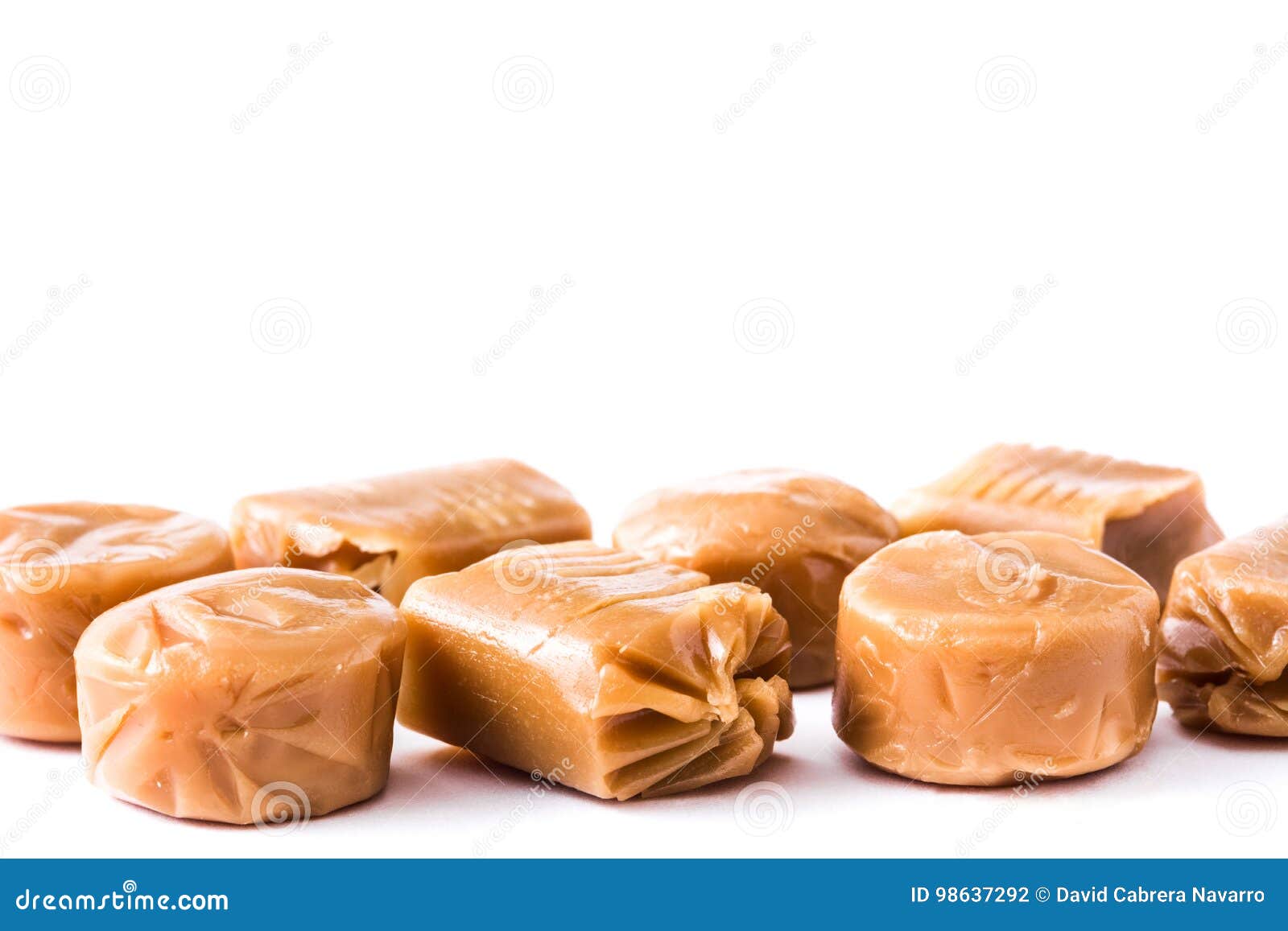 Toffee Caramel Candies Isolated on White Background. Stock Photo ...