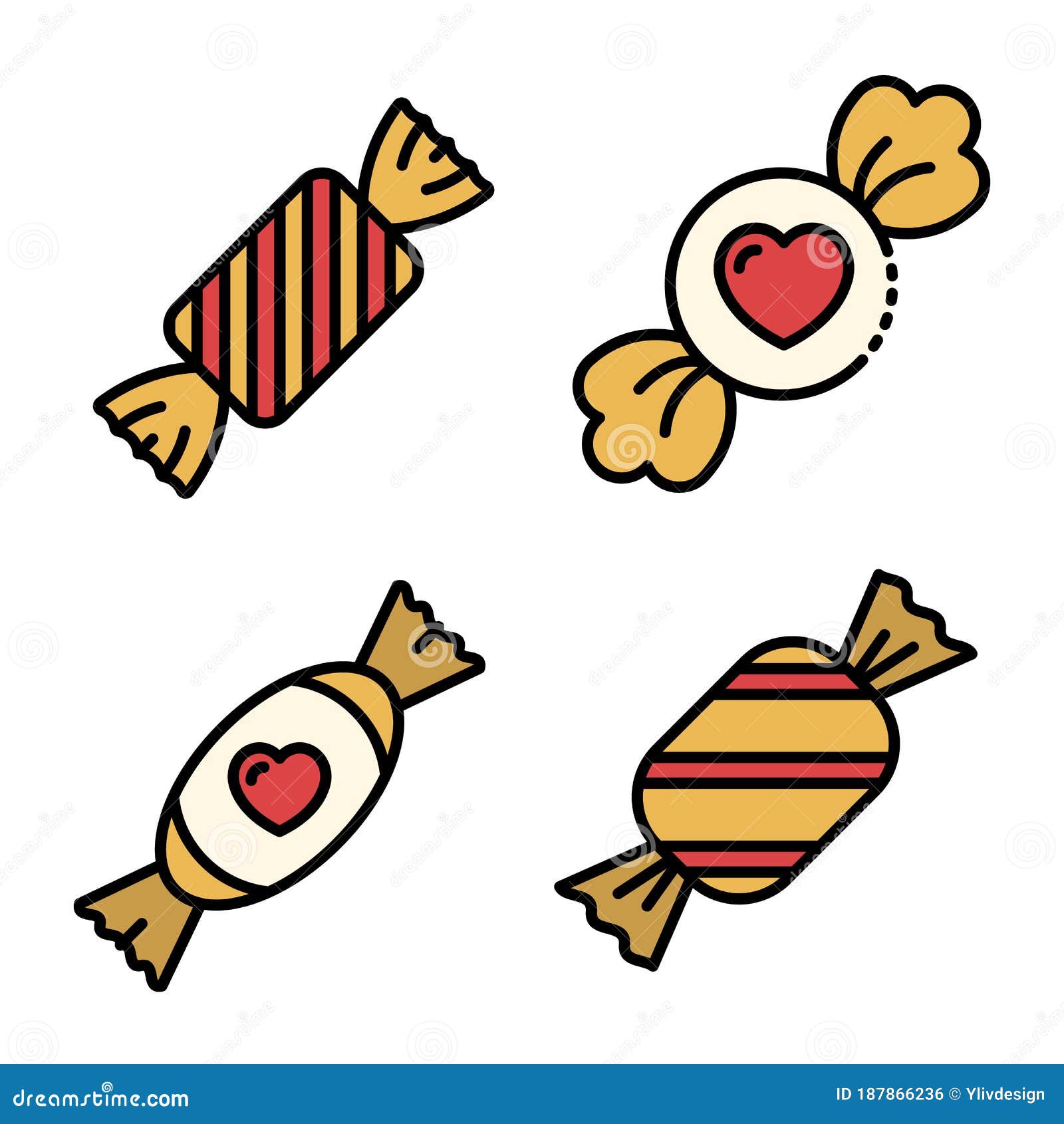 Toffee Icons Set Vector Flat Stock Vector - Illustration of logo, color ...