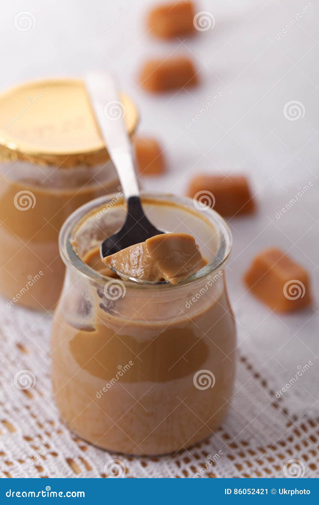 Toffee yogurt stock image. Image of healthy, dessert - 86052421