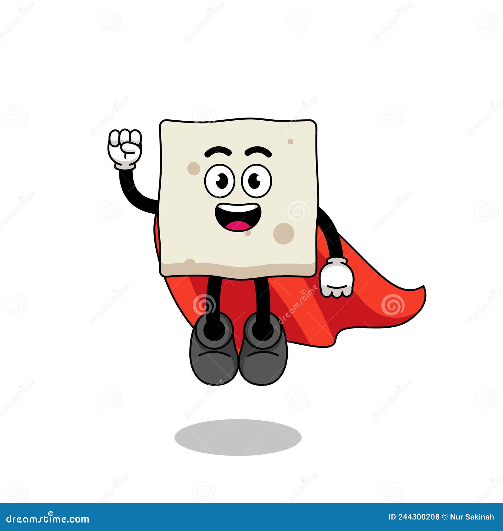 Tofu Cartoon with Flying Superhero Stock Vector - Illustration of ...