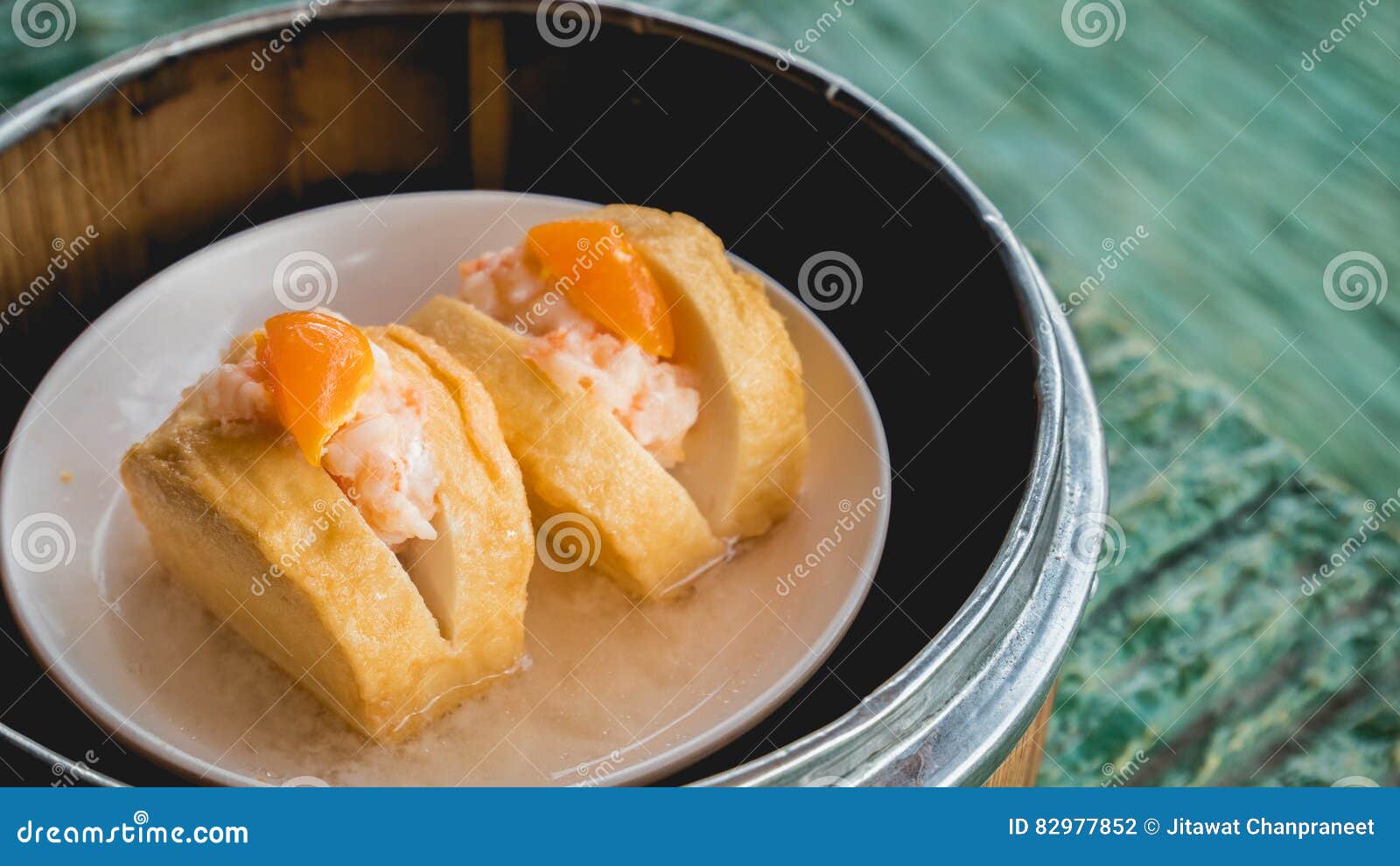 Tofu Fish in Dim Sum Basket. Stock Photo - Image of white, basket: 82977852