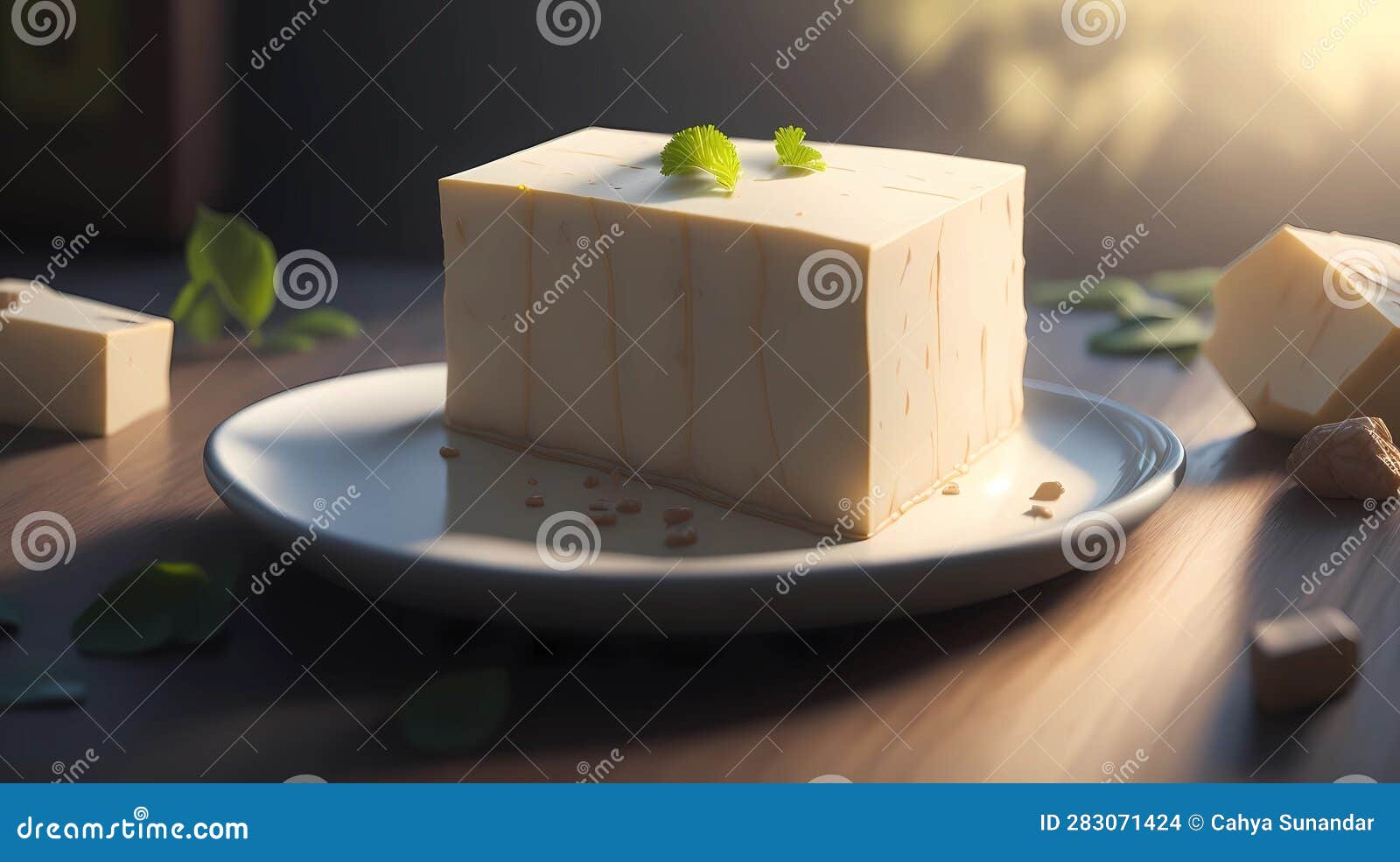 Tofu in a Plate at the Table, Generative Ai Art. Stock Illustration ...