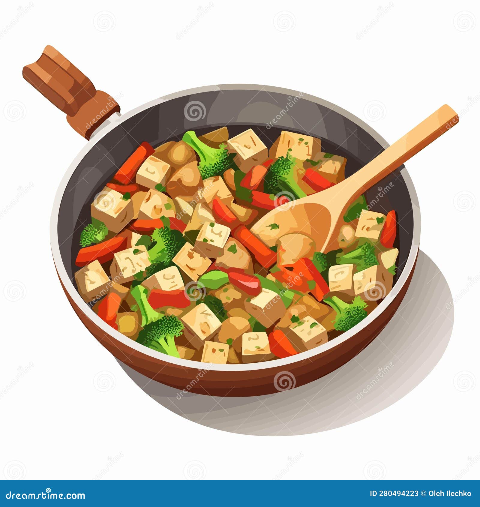Tofu Stir Fry Vector Illustration Isolated Illustration Stock ...