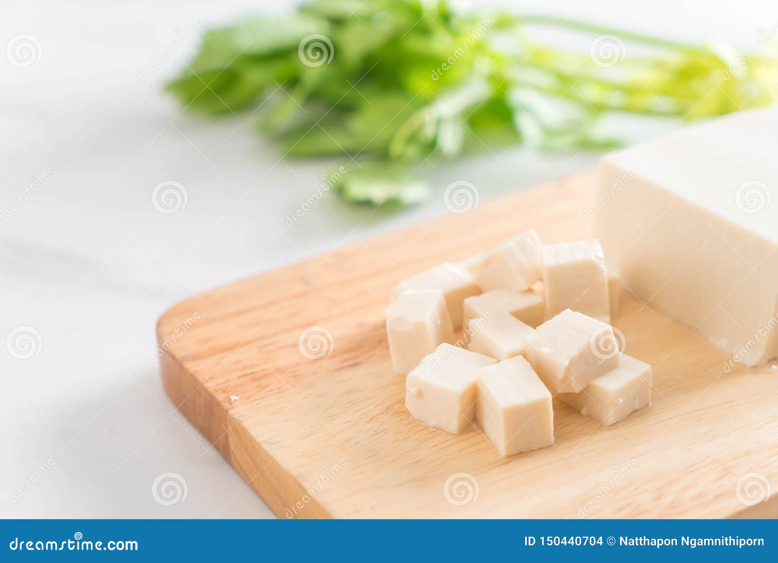 Tofu on wooden board stock photo. Image of soybean, food - 150440704