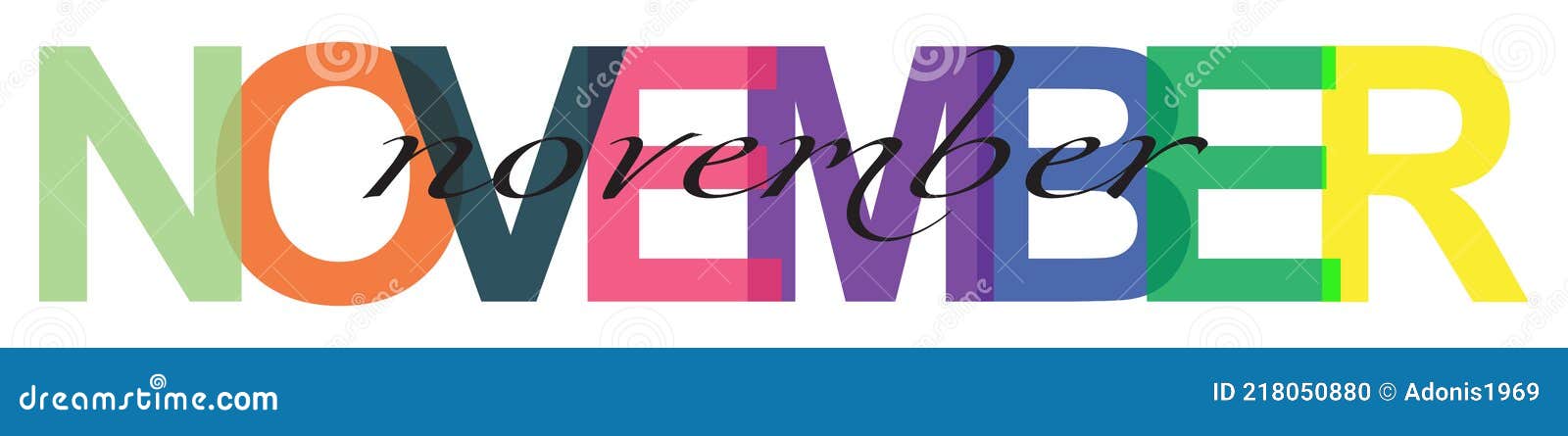 November Script Word In A Social Media Post Or Banner Design Template ...