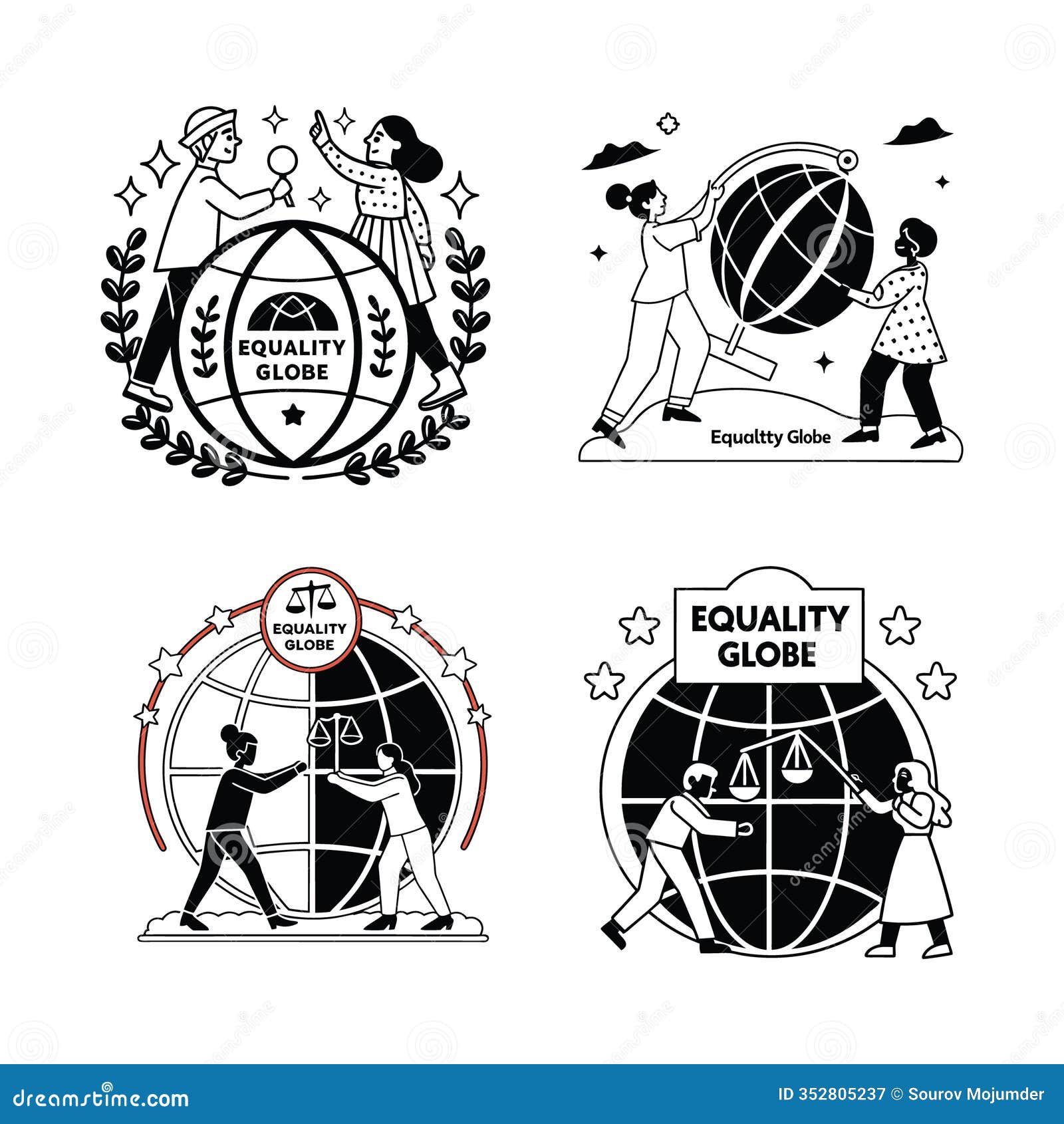 Together for a Balanced World Set Stock Illustration - Illustration of ...