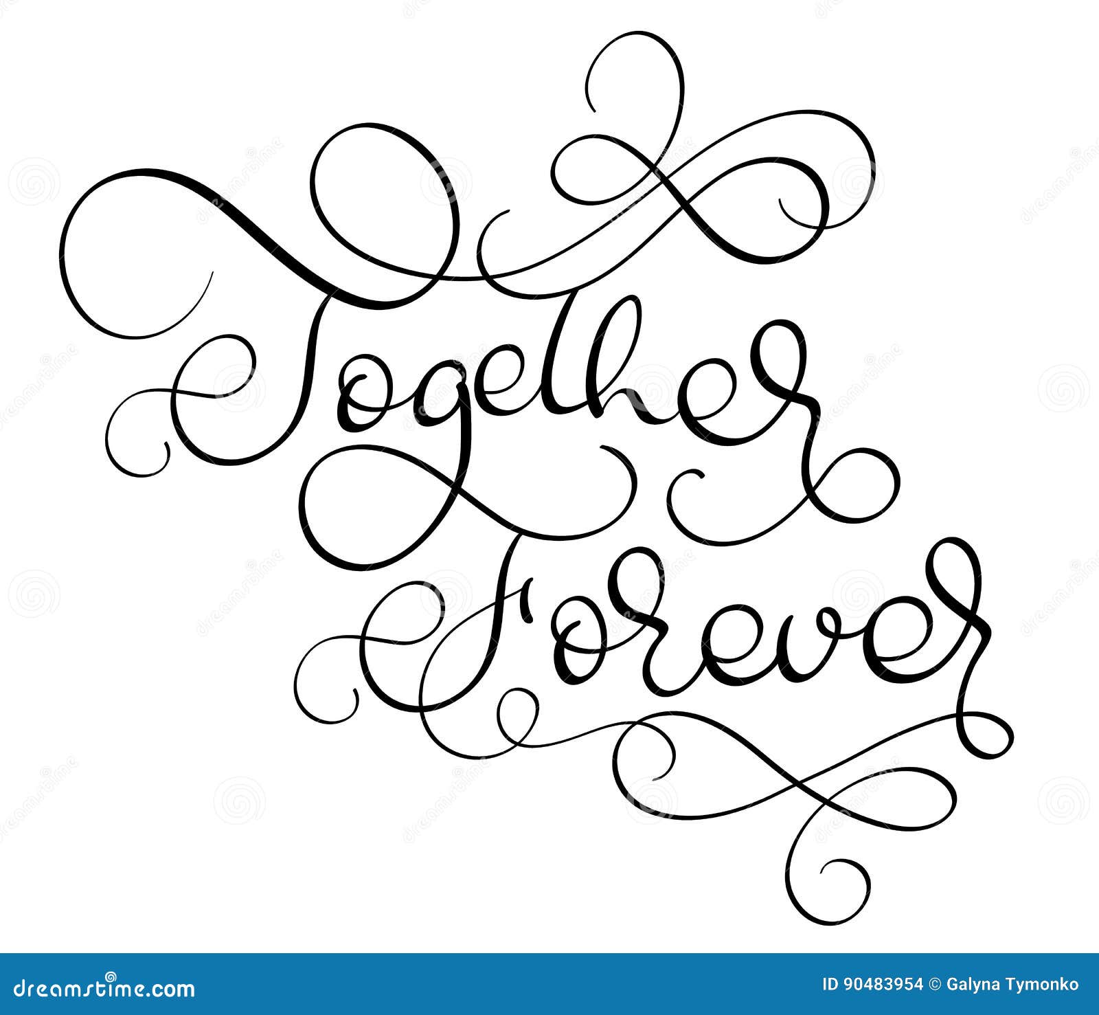 Together Forever Vector Vintage Text on White Background. Calligraphy ...