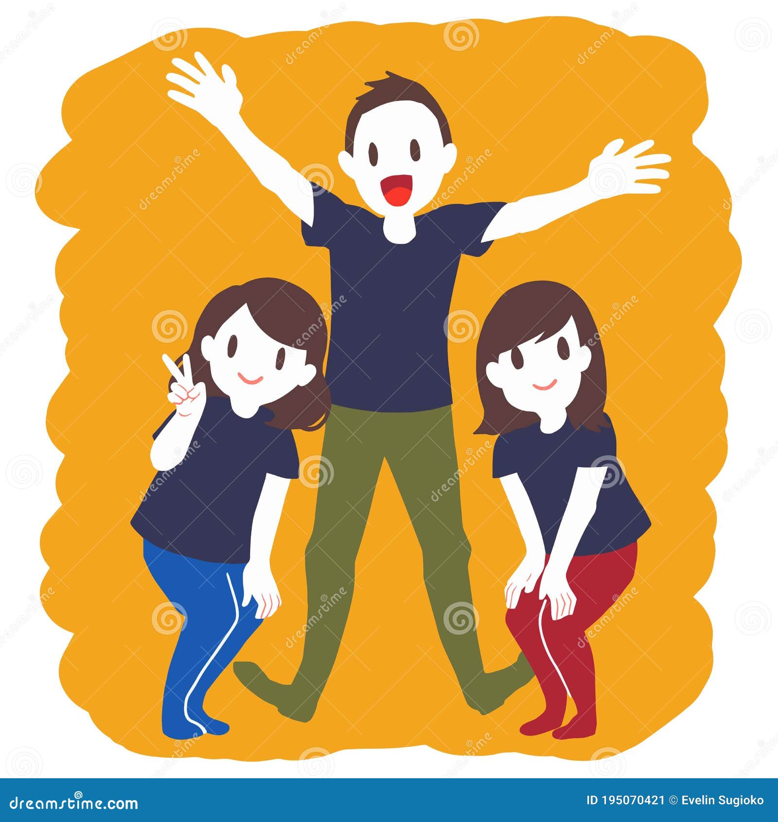 Happyly Playing Together with Friend Vector Illustration Stock Vector ...
