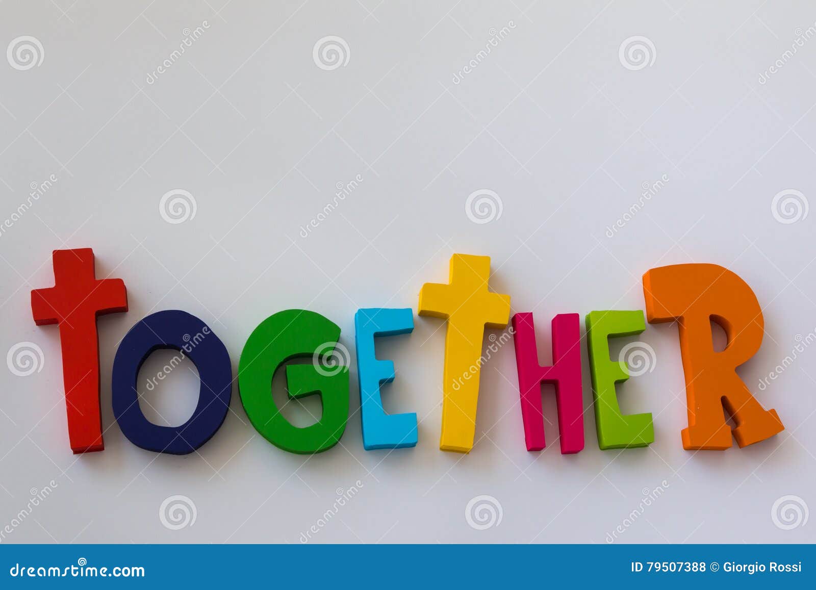 Together Letters: Text Message on White Background Stock Photo - Image ...