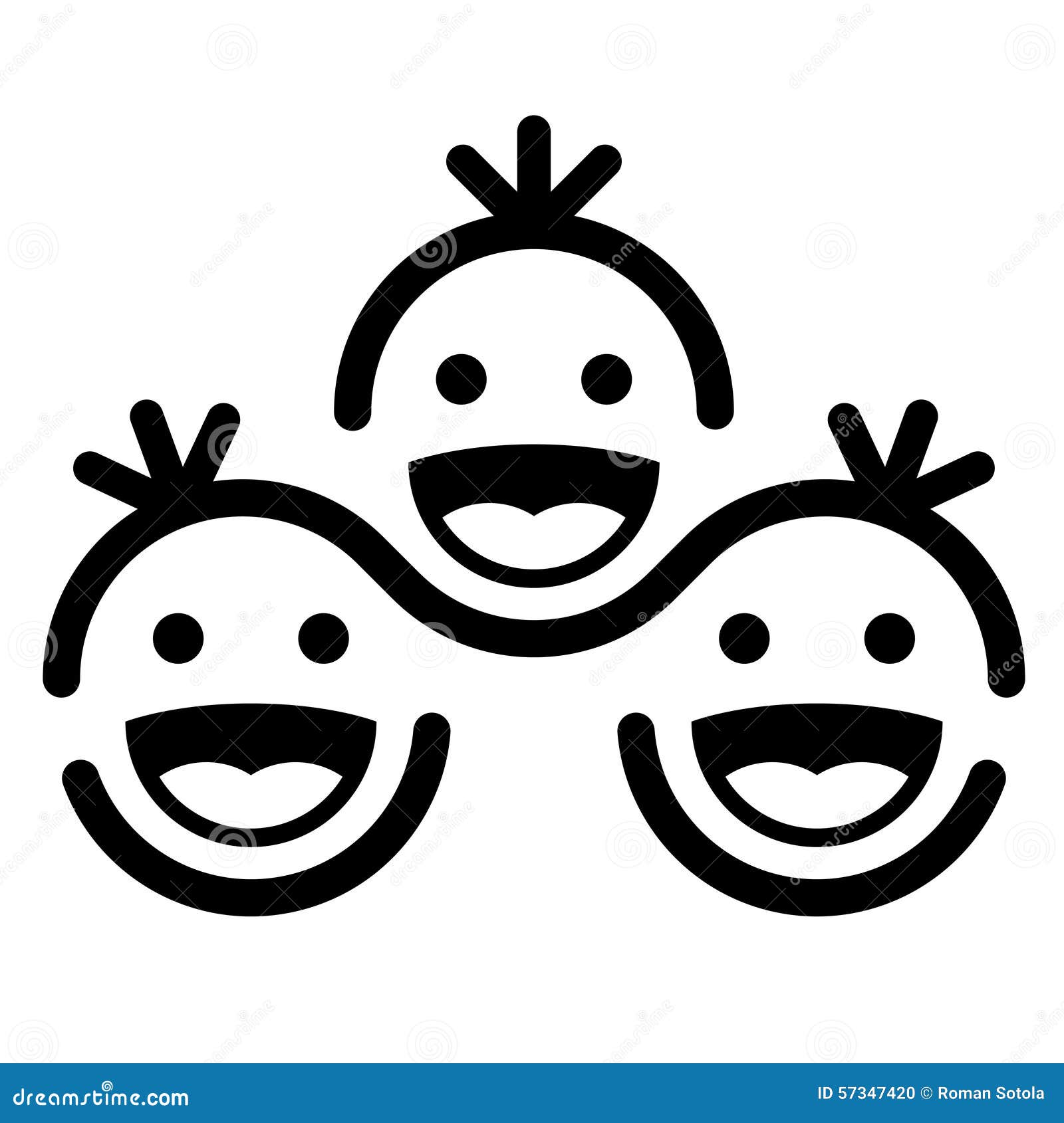 Together Smiling Children Team Symbol Stock Vector - Illustration of ...