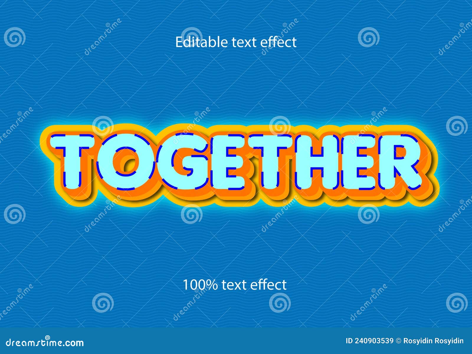 Together with Blue Background Text Effect Stock Vector - Illustration ...